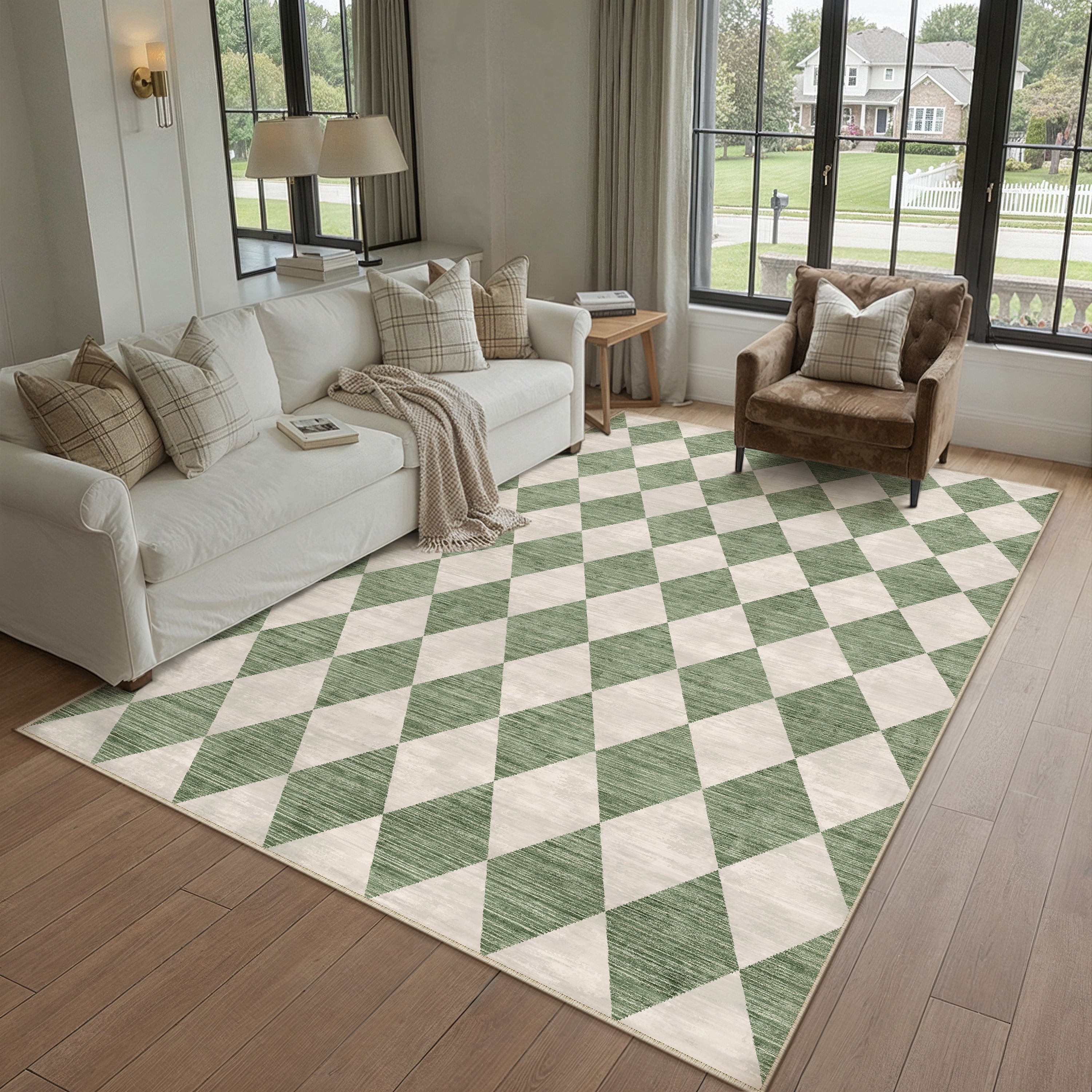 BERTHMEER 5'x7' Area Rugs for Living Room Modern Rhombus Checkered Rugs ...