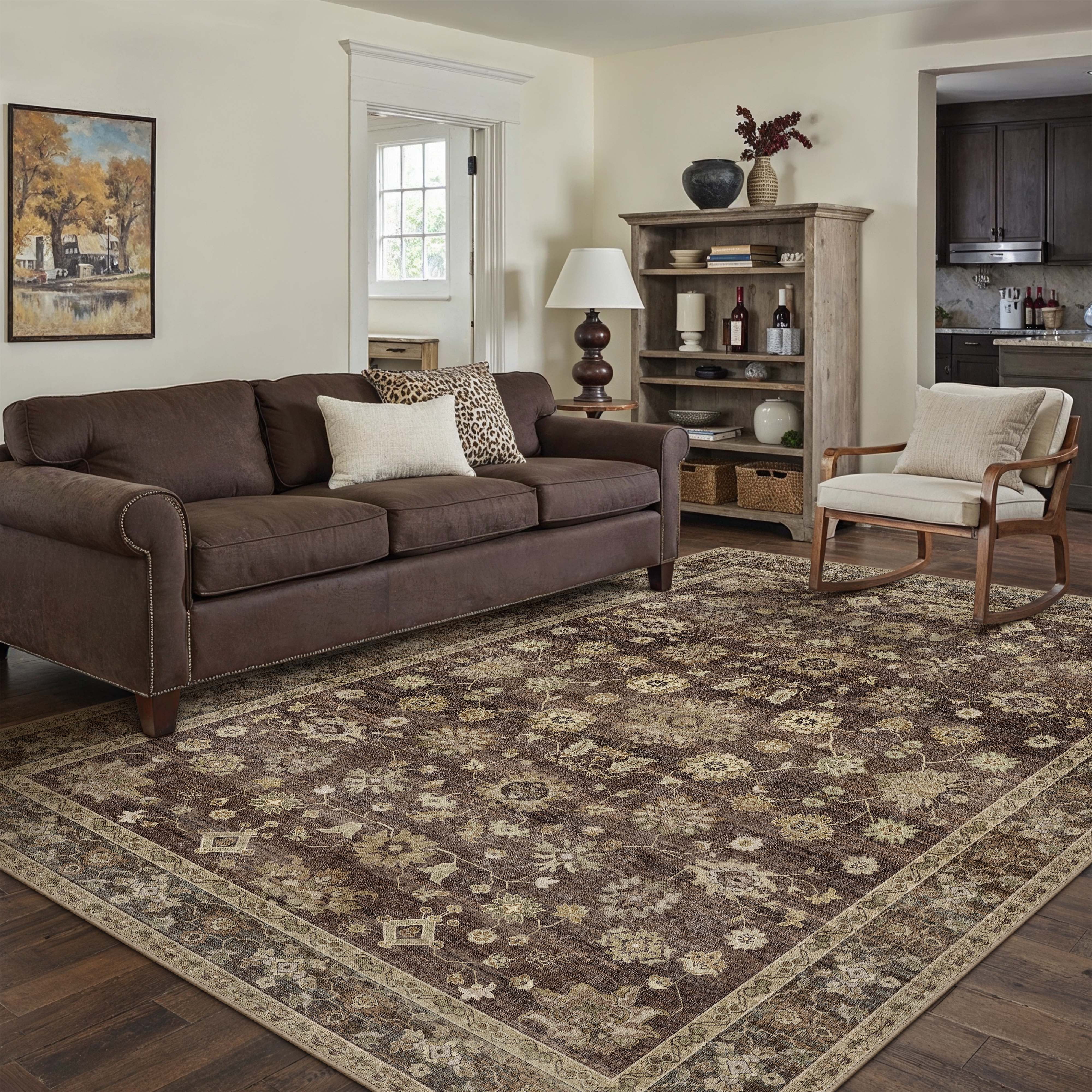 BERTHMEER 5'x7' Area Rugs for Living Room Vintage Brown Rugs for ...