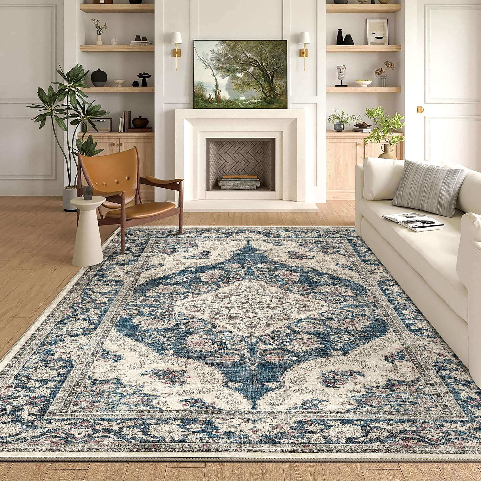 BERTHMEER 5'x7' Area Rugs for Living Room Vintage Washable Blue Carpets ...