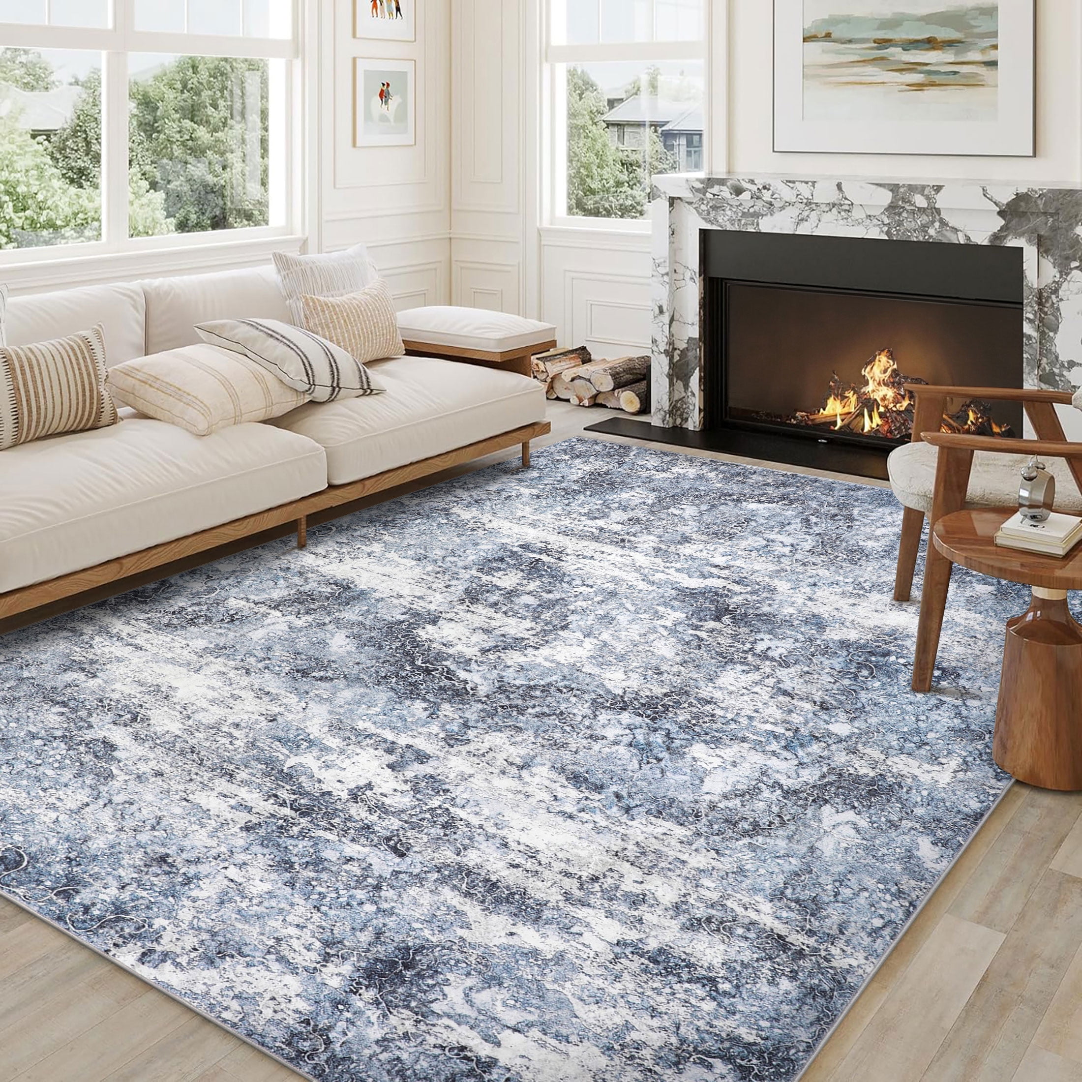 BERTHMEER Modern Abstract Area Rug 5' x 7', Non-Slip, Machine Washable ...
