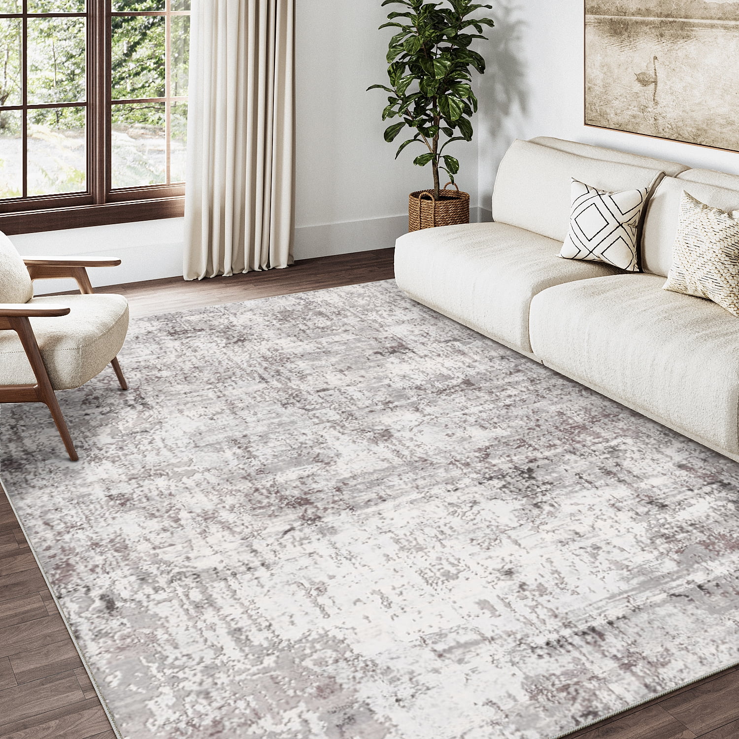 BERTHMEER 5'x7' Gray Area Rugs for Living Room Bedroom Dining Room ...