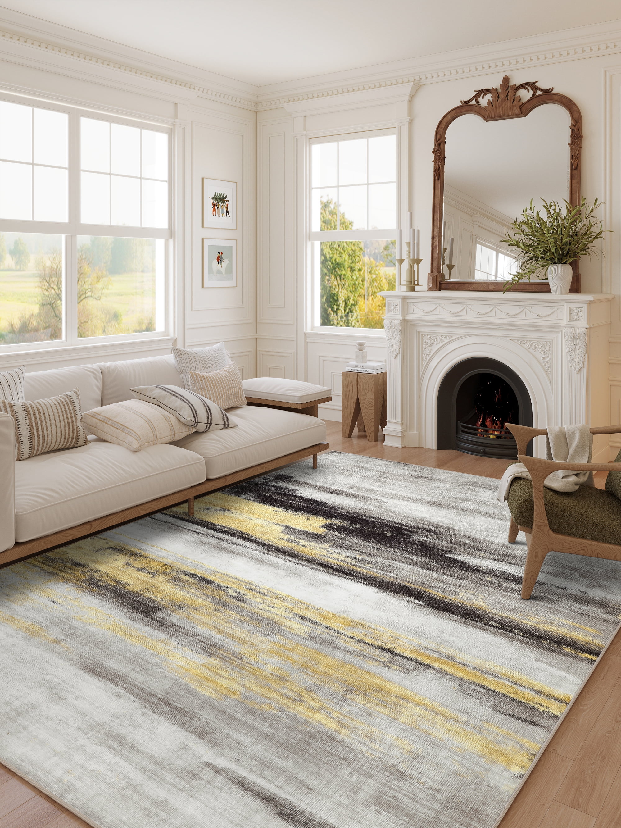 BERTHMEER 5'x7' Modern Abstract Area Rugs for Living Room Bedroom ...