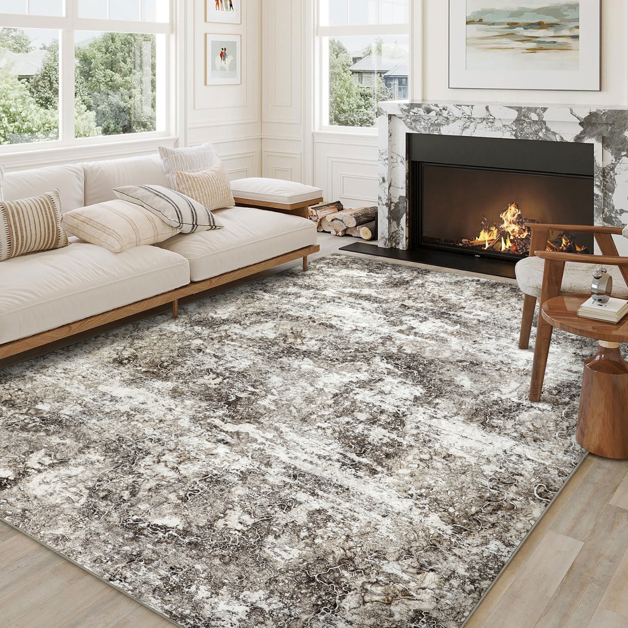 BERTHMEER 5'x7' Modern Abstract Area Rugs for Living Room Bedroom ...