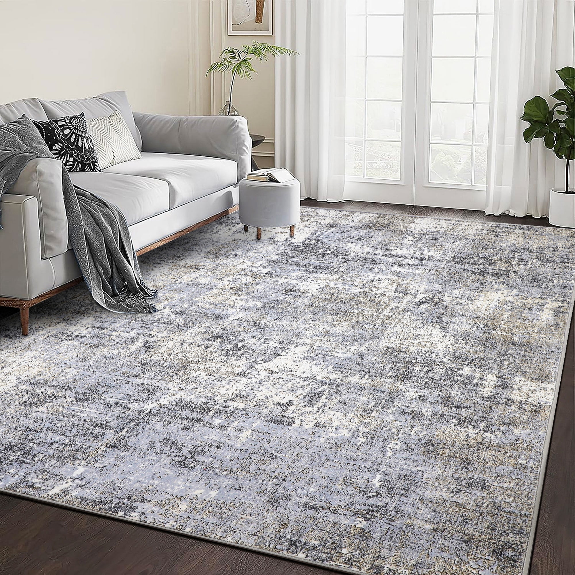 BERTHMEER 5'x7' Modern Area Rugs Gray Abstract Rugs for Living Room ...