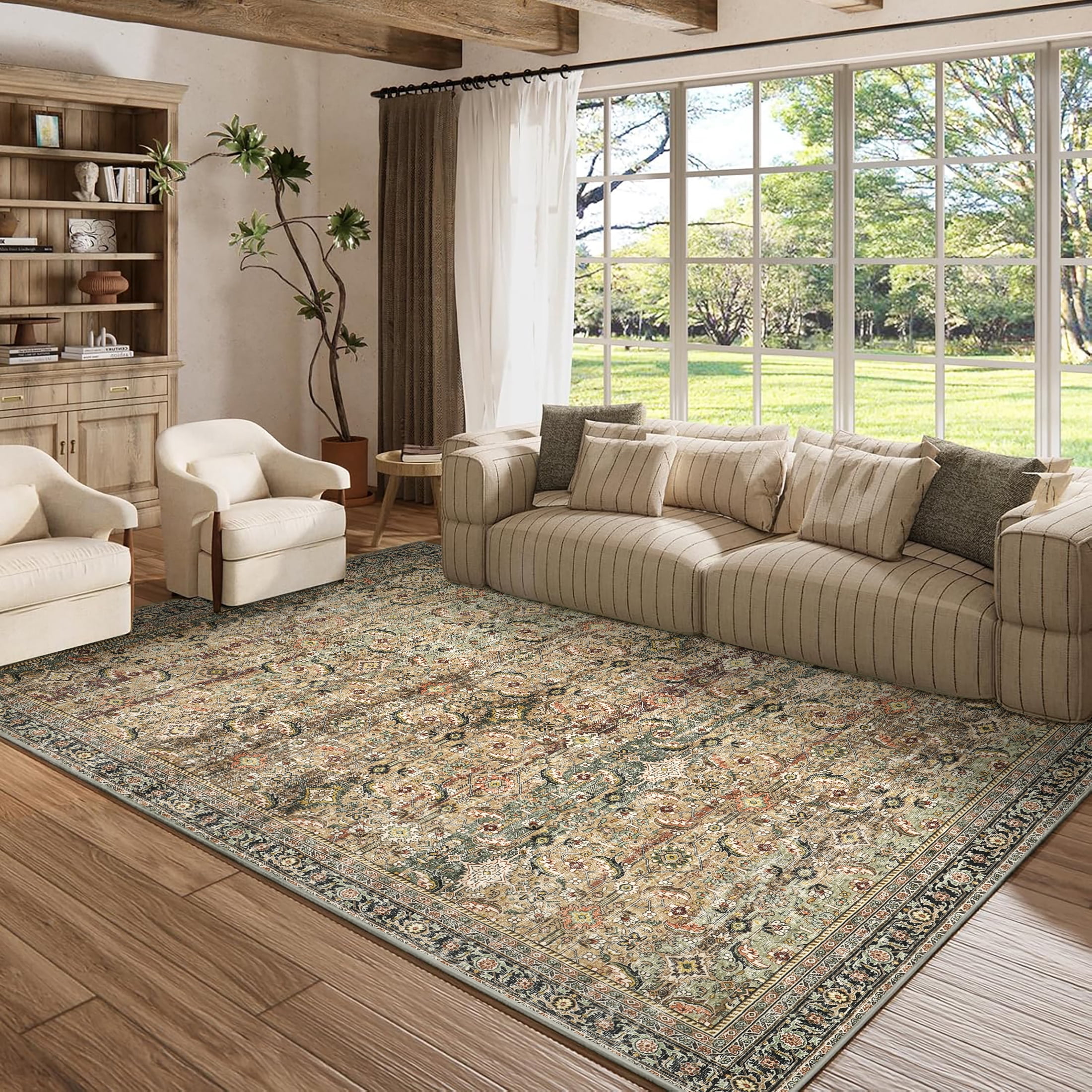 BERTHMEER 5'x7' Vintage Area Rugs for Living Room Bedroom Kitchen Rugs ...