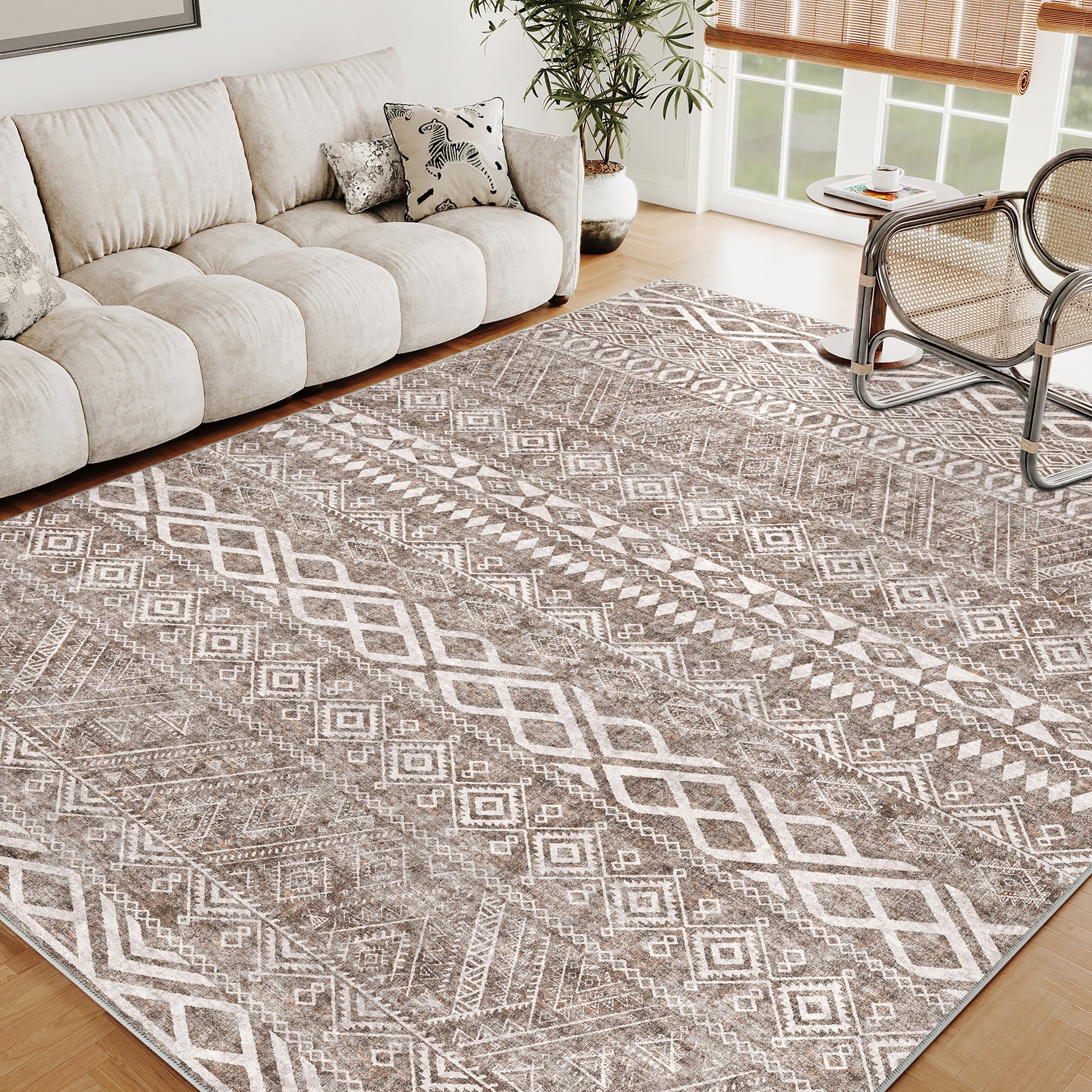 BERTHMEER 5'x7' Vintage Boho Moroccan Area Rugs for Living Room Bedroom ...