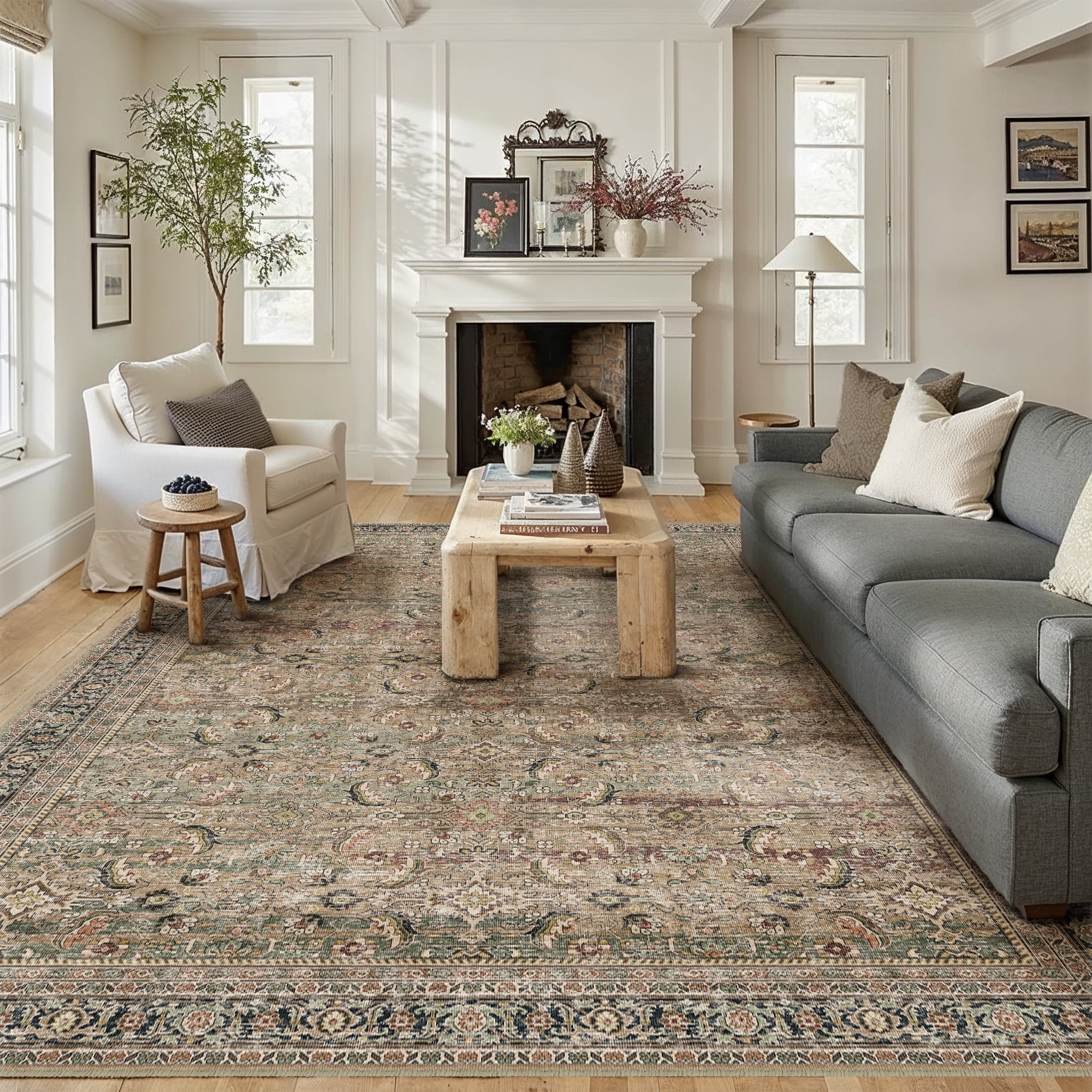 BERTHMEER 5'x7' Vintage Oriental Area Rugs for Living Room Bedroom ...