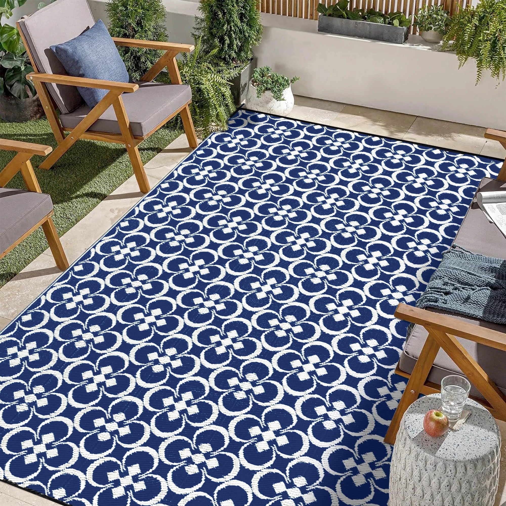 HUGEAR 5'x8' Reversible Mats, Waterproof Outdoor Rugs for Patio, RV ...