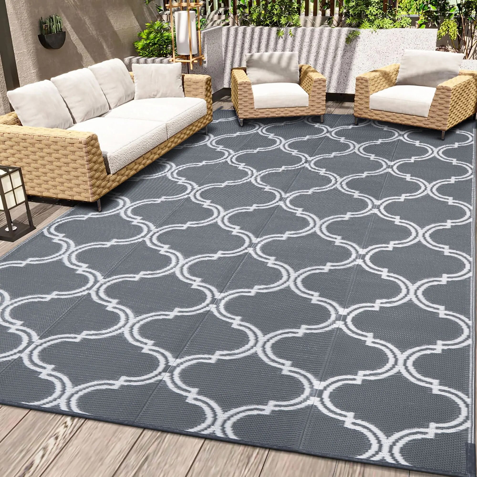 BERTHMEER 5'x8' Outdoor Rugs Clearance Waterproof Plastic Patio Rugs ...