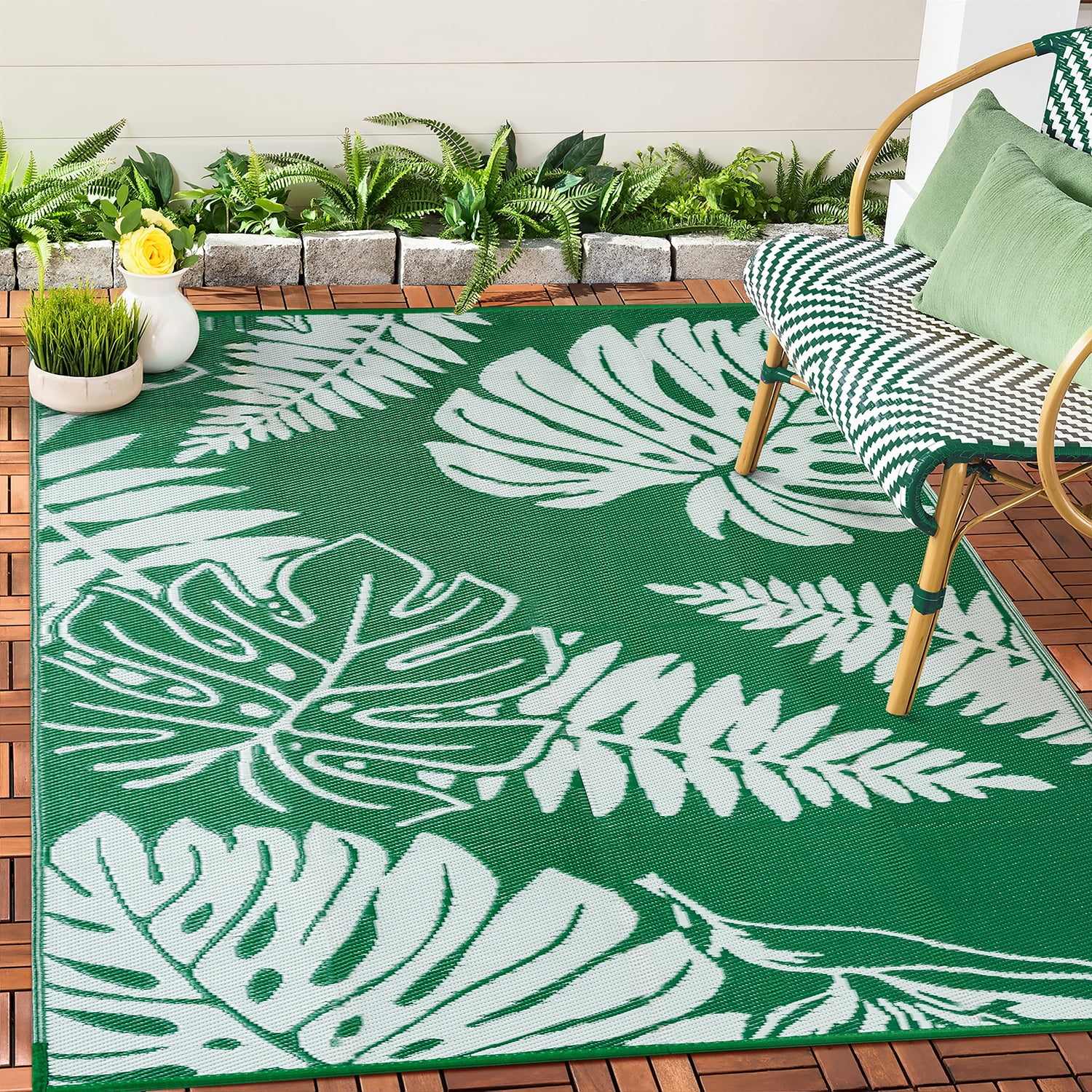 BERTHMEER 5'x8' Green Outdoor Rugs on Sale Clearance Waterproof Patio ...
