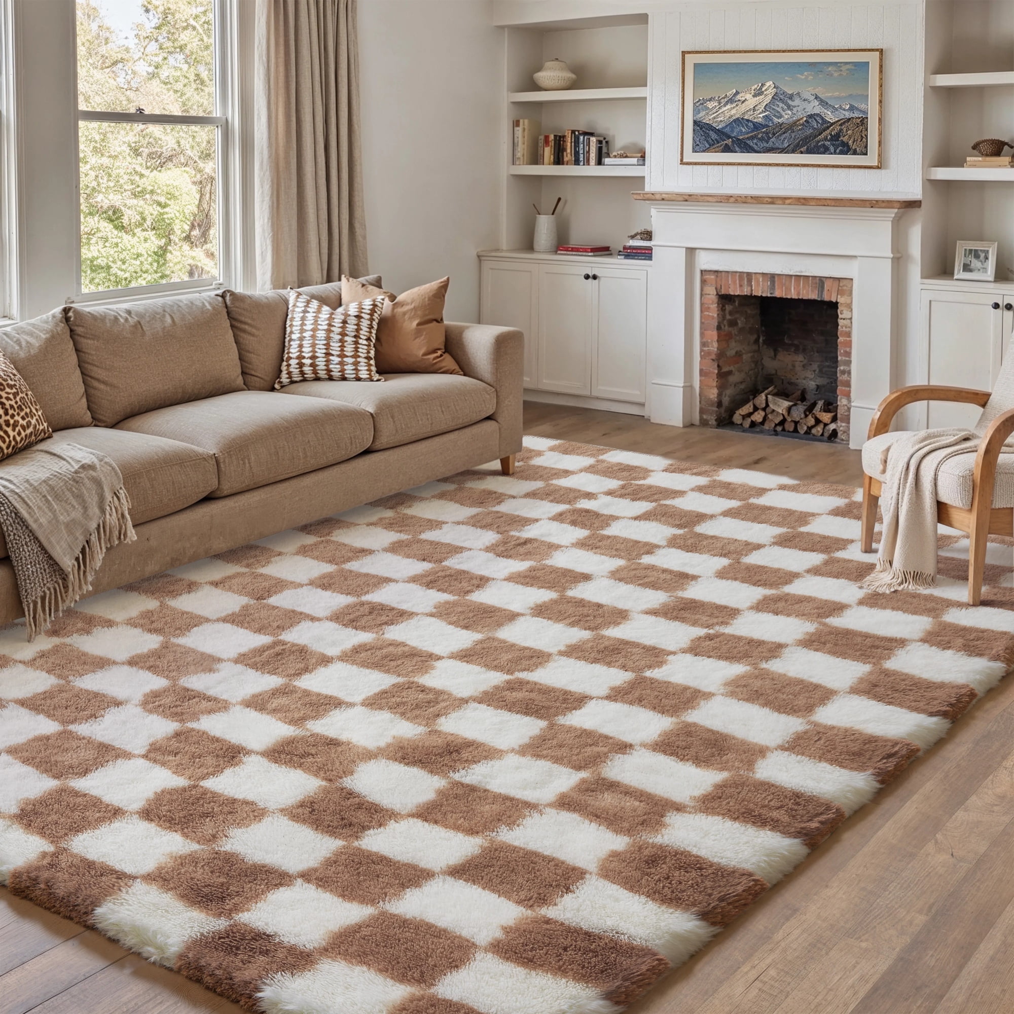 BERTHMEER 6'x9' Area Rugs for Living Room Bedroom Geometric Checkered ...