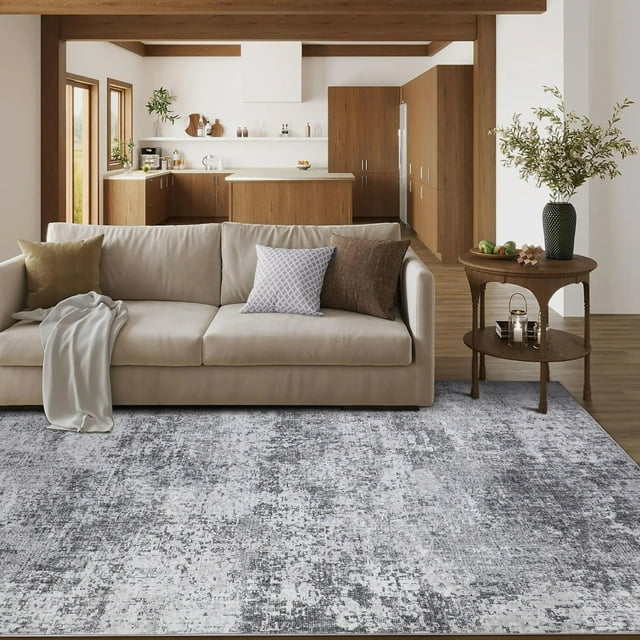 BERTHMEER 6' x 9' Gray Abstract Area Rugs for Living Room Bedroom ...