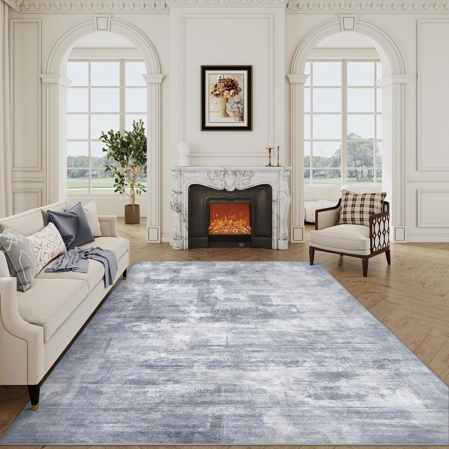 BERTHMEER 6'x9' Blue Area Rugs for Living Room Bedroom Dining Room ...