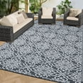 BERTHMEER 6'x9' Reversible Gray Plastic Outdoor Rug, Waterproof Patio ...