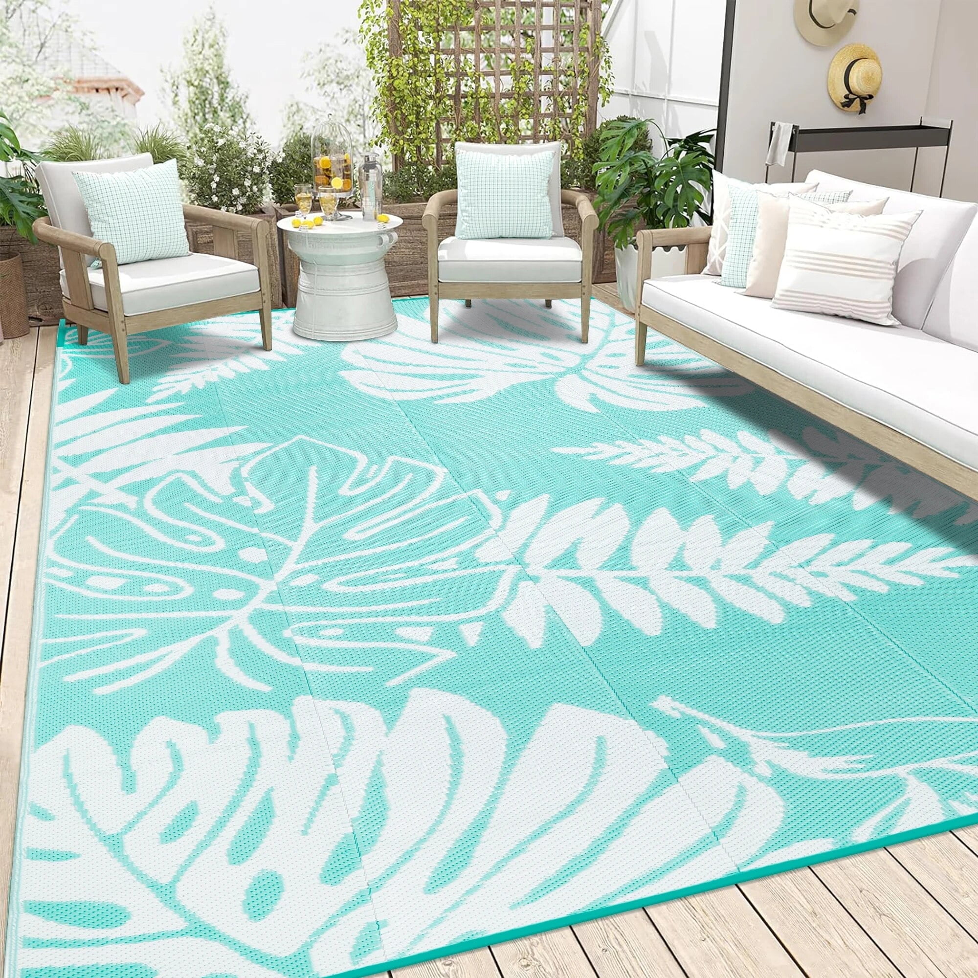 HaiiMeid 6'x9' Outdoor Mats, Waterproof Plastic Rugs for Patio, RV ...