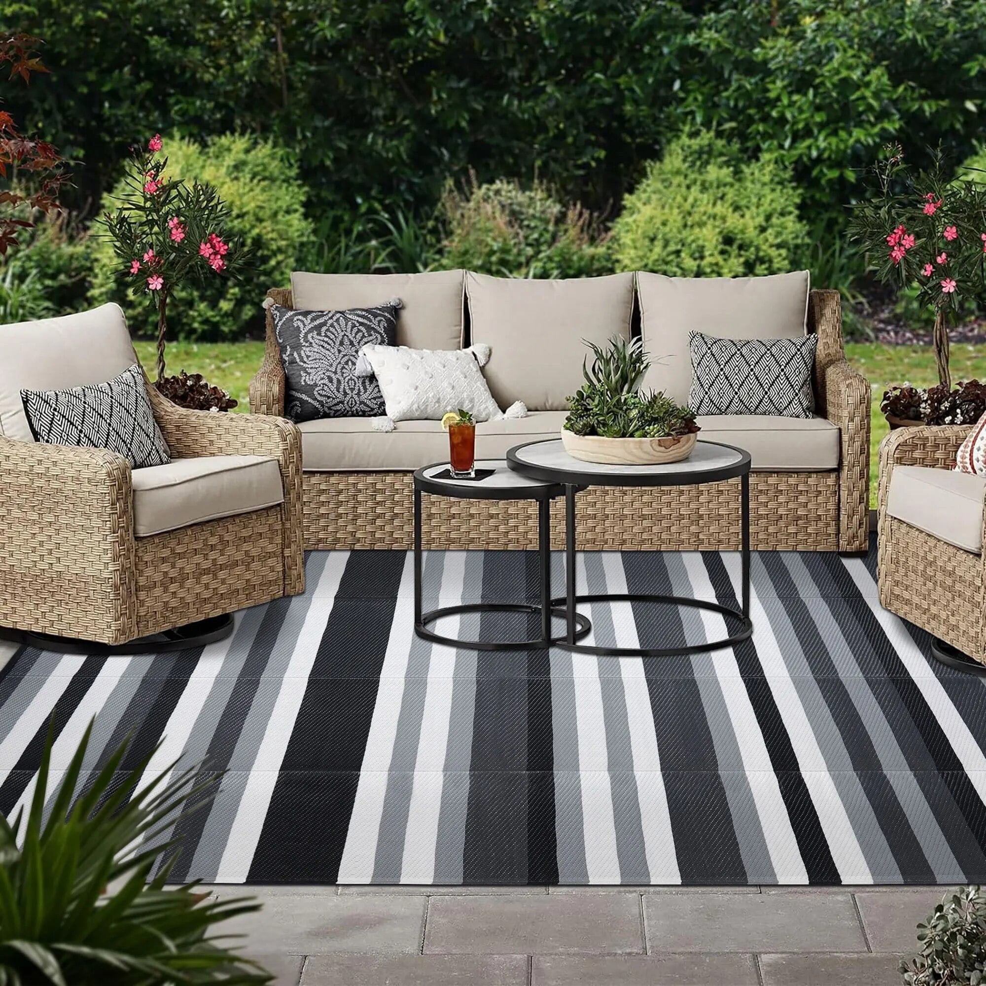BERTHMEER 6'x9' Reversible Indoor/Outdoor Rug, Waterproof Patio Mat ...