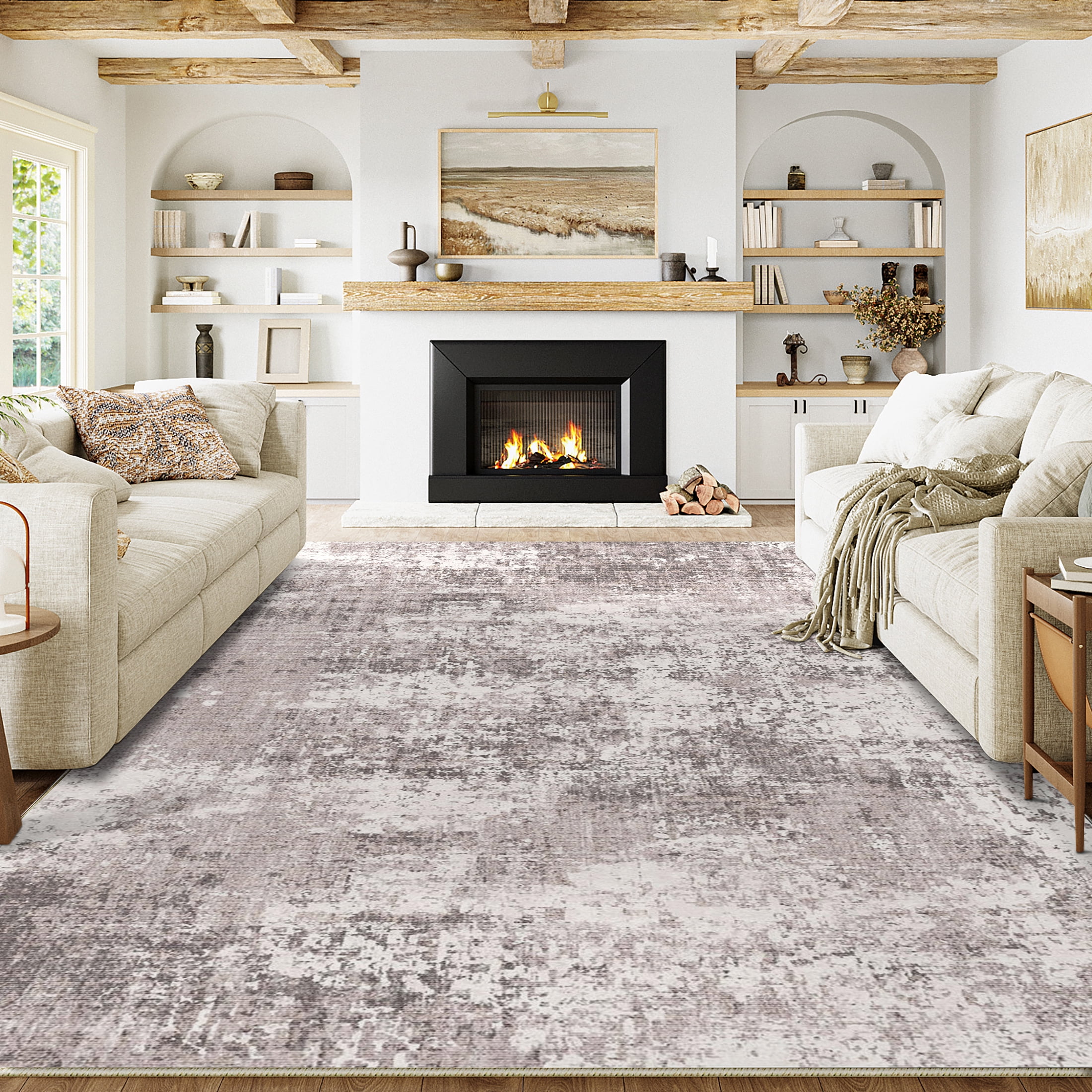 BERTHMEER 6'x9' Pink Abstract Area Rugs for Living Room Bedroom Dining ...