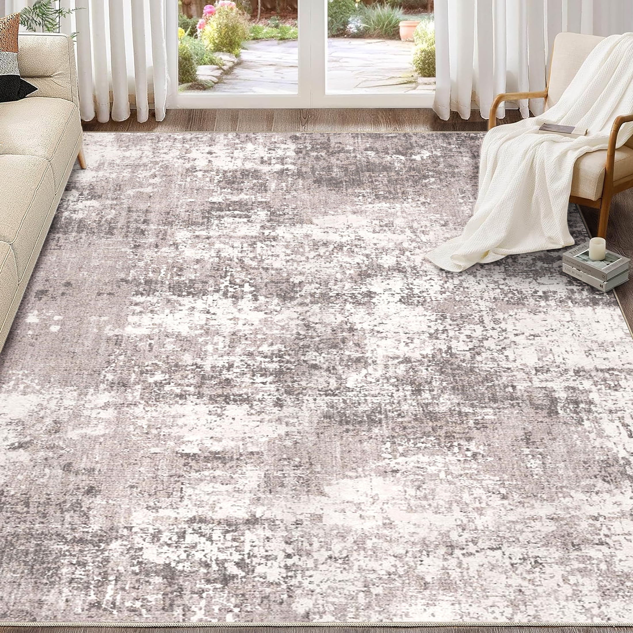 BERTHMEER 6'x9' Pink Abstract Area Rugs for Living Room Bedroom Dining ...