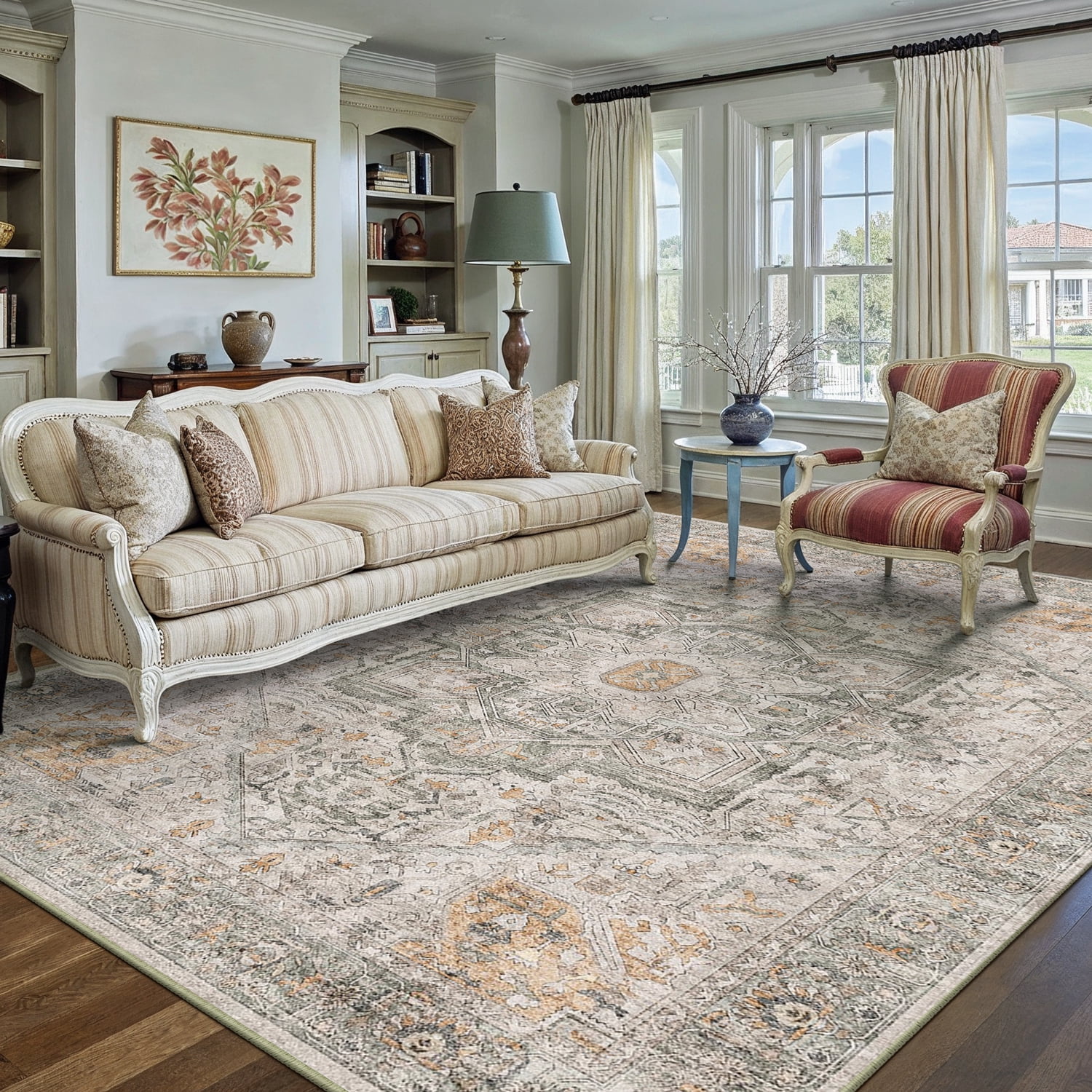 BERTHMEER 6'x9' Traditional Vintage Gray Taupe Area Rugs for Living ...