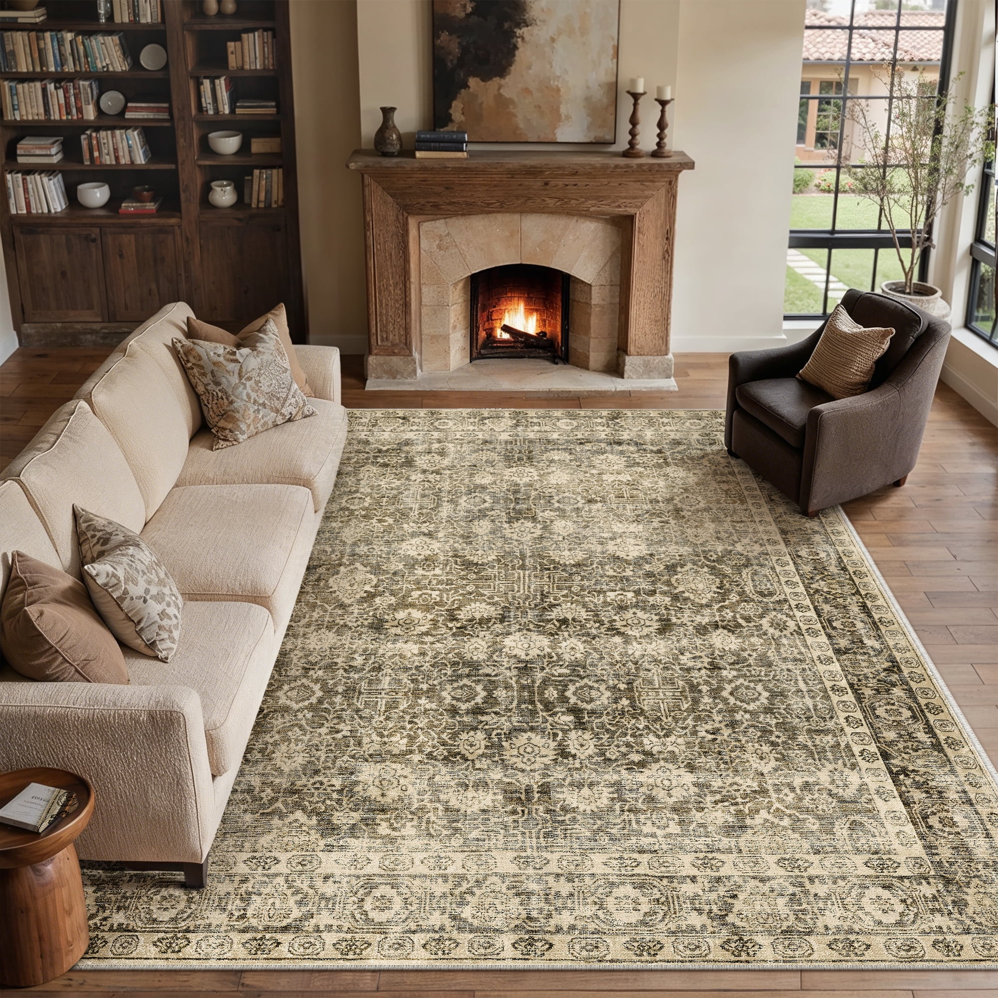 BERTHMEER 6'x9' Washable Area Rugs for Living Room Vintage Brown ...