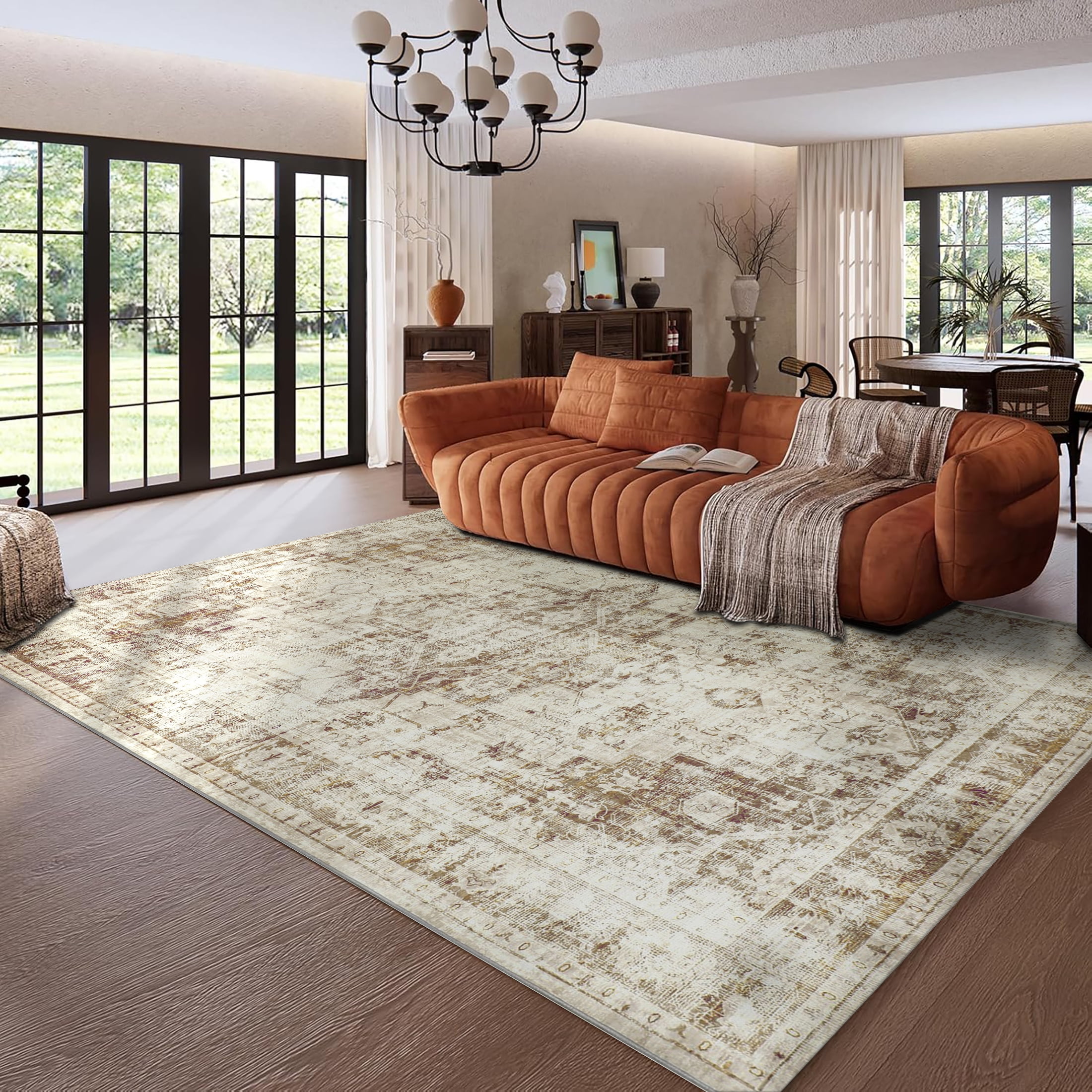 BERTHMEER 6'x9' Washable Area Rugs indoor Vintage Oriental Distressed ...