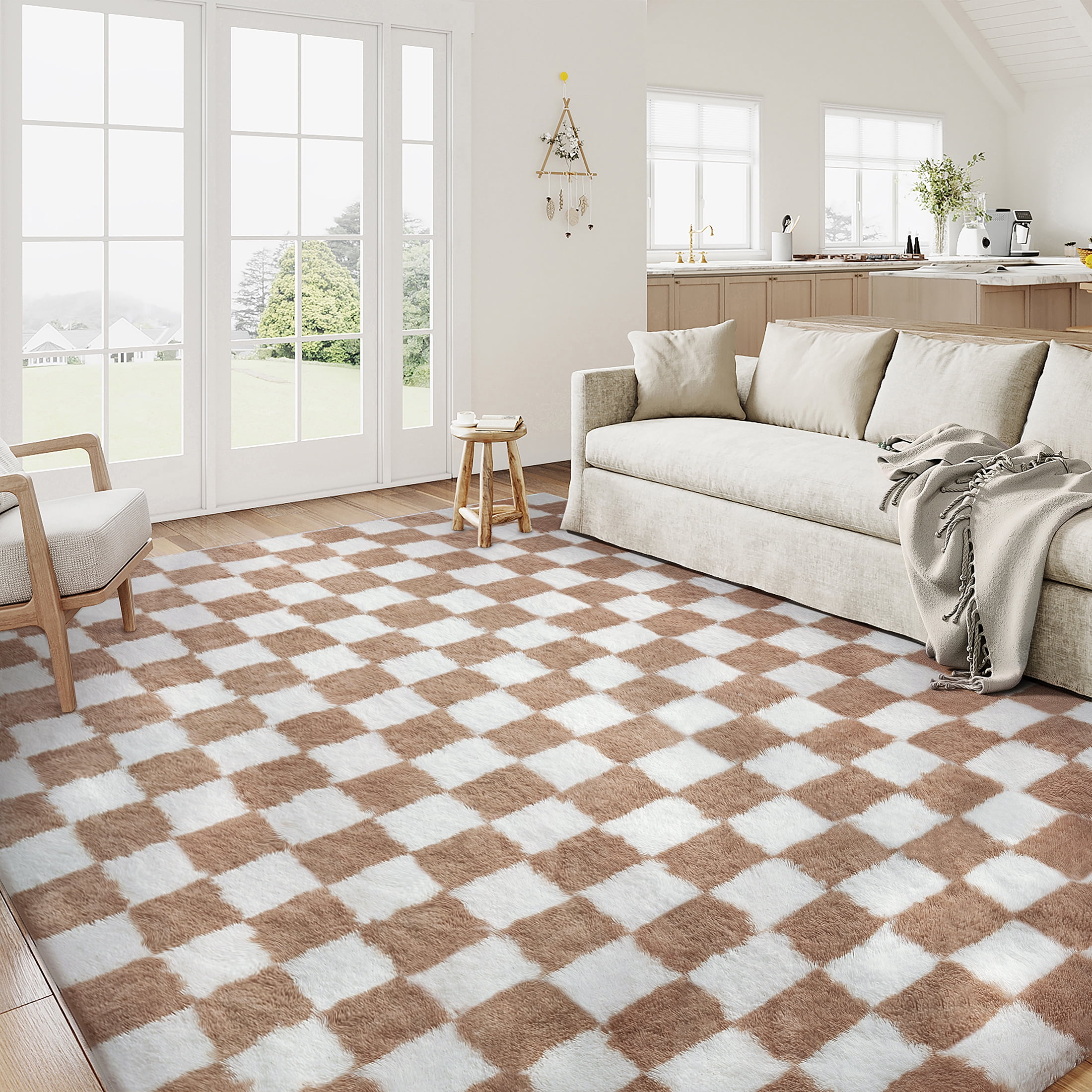 BERTHMEER 8'×10' Shag Geometric Area Rugs for Living Room Bedroom ...