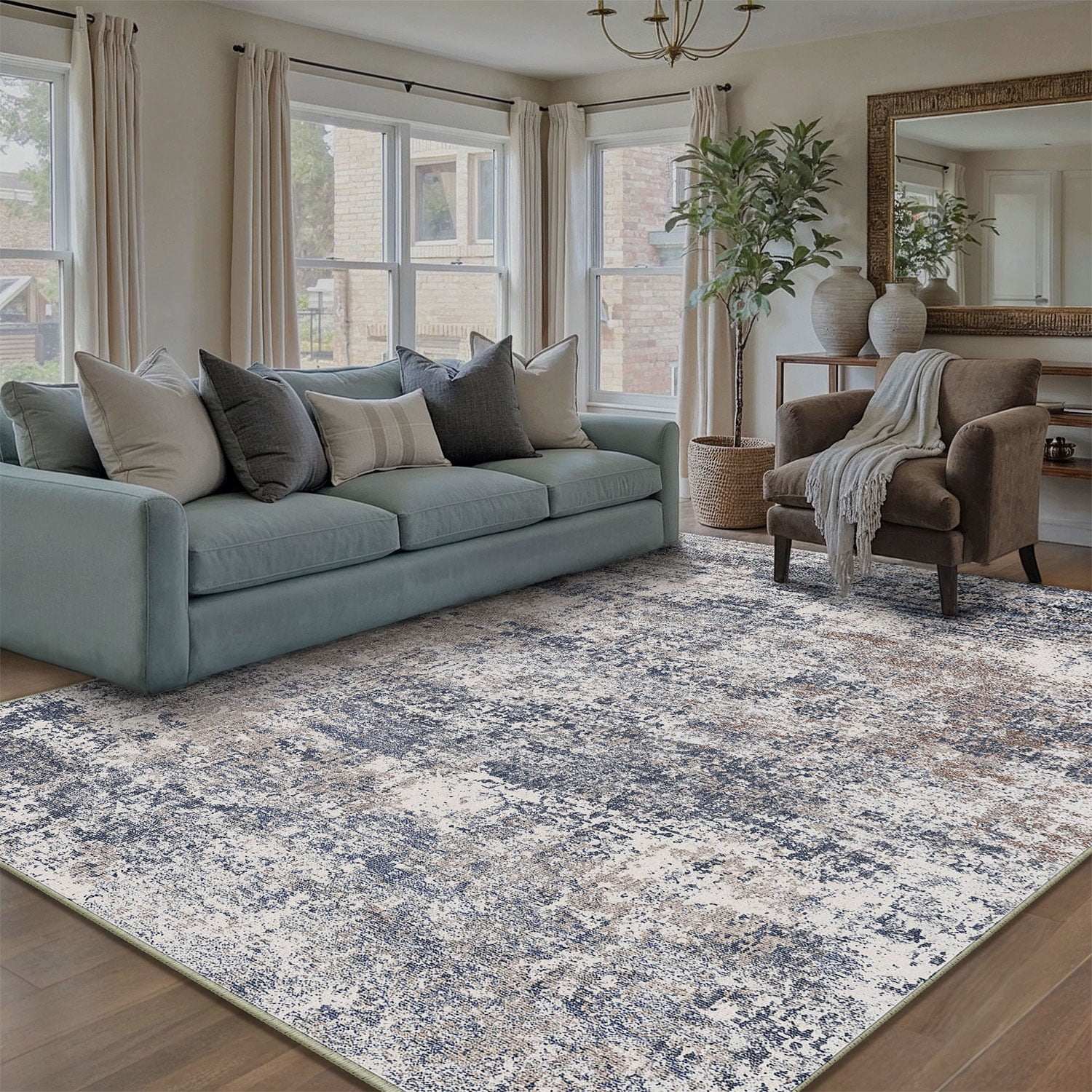 BERTHMEER 8'x10' Abstract Area Rugs Large Washable Rugs for Living Room ...