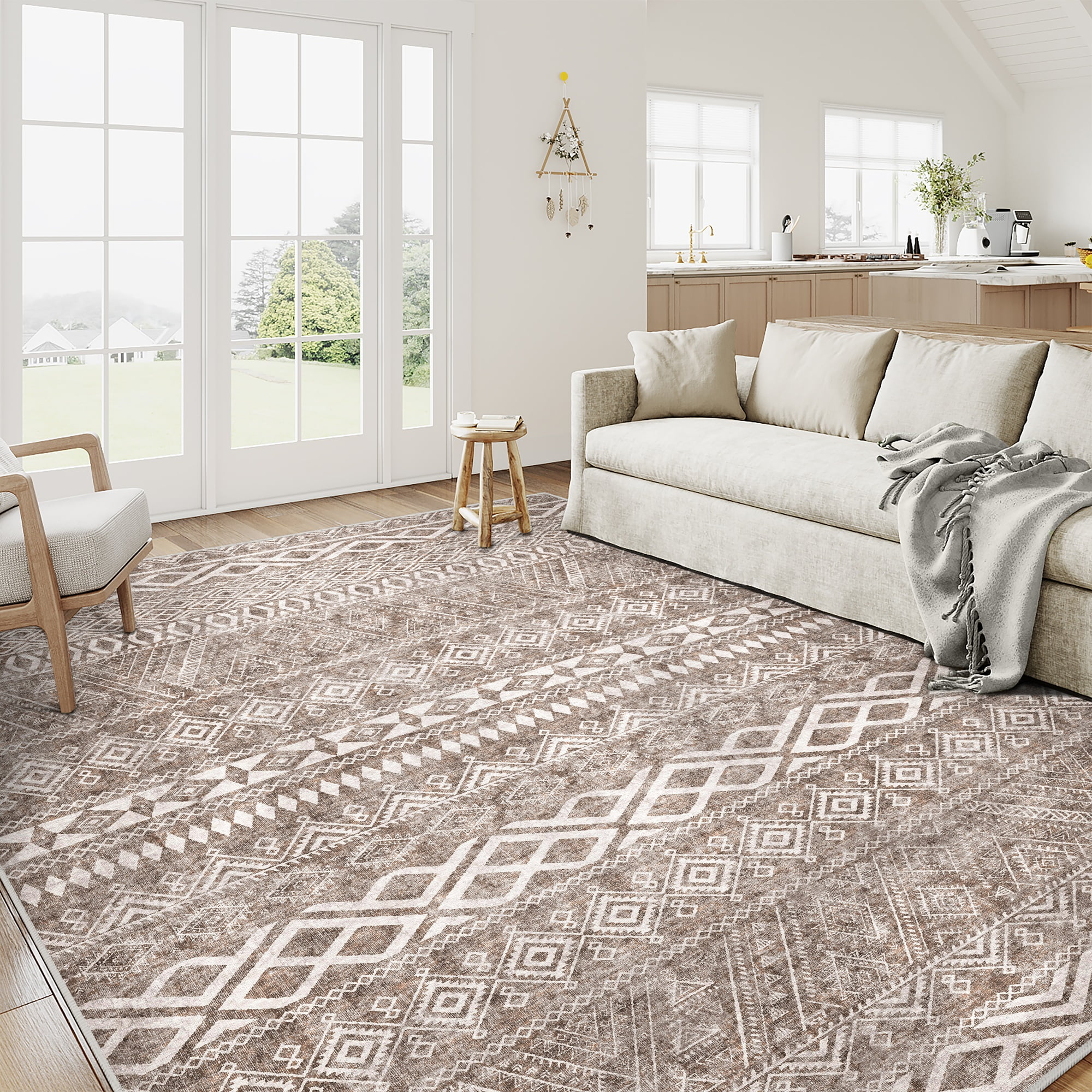 BERTHMEER 8'x10' Area Rug - Non-Slip Washable Indoor Rug for Living ...