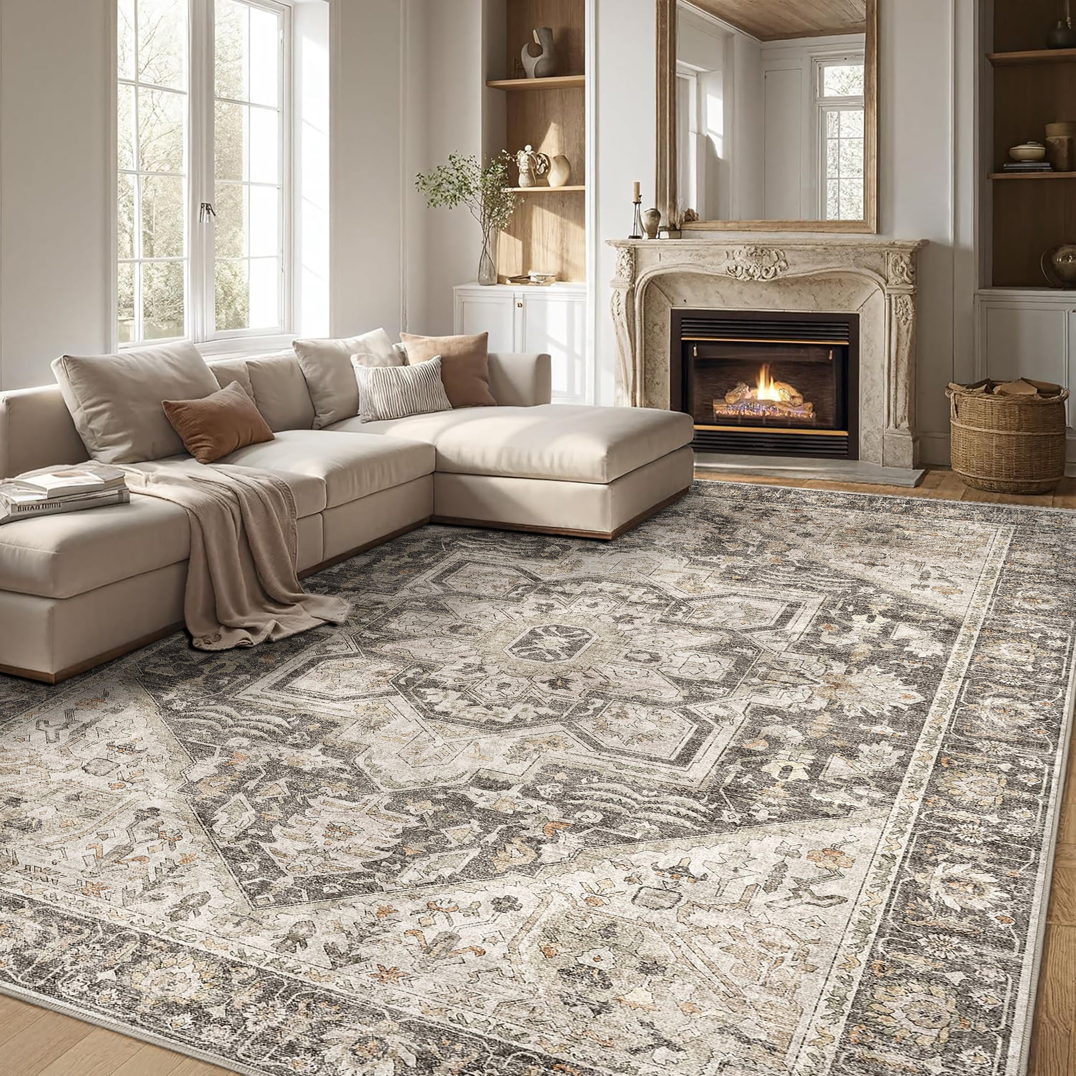 BERTHMEER 8'x10' Area Rugs Gray Rugs for Living Room Bedroom Dining ...
