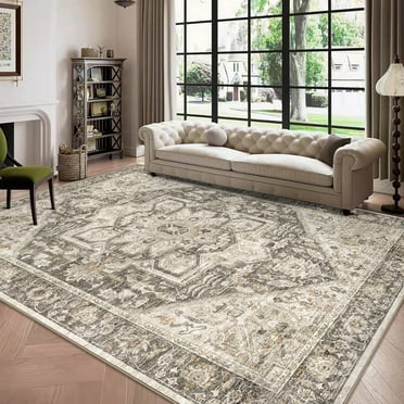 BERTHMEER 8'x10' Non-slip Abstract Area Rug, Washable, for Living Room ...