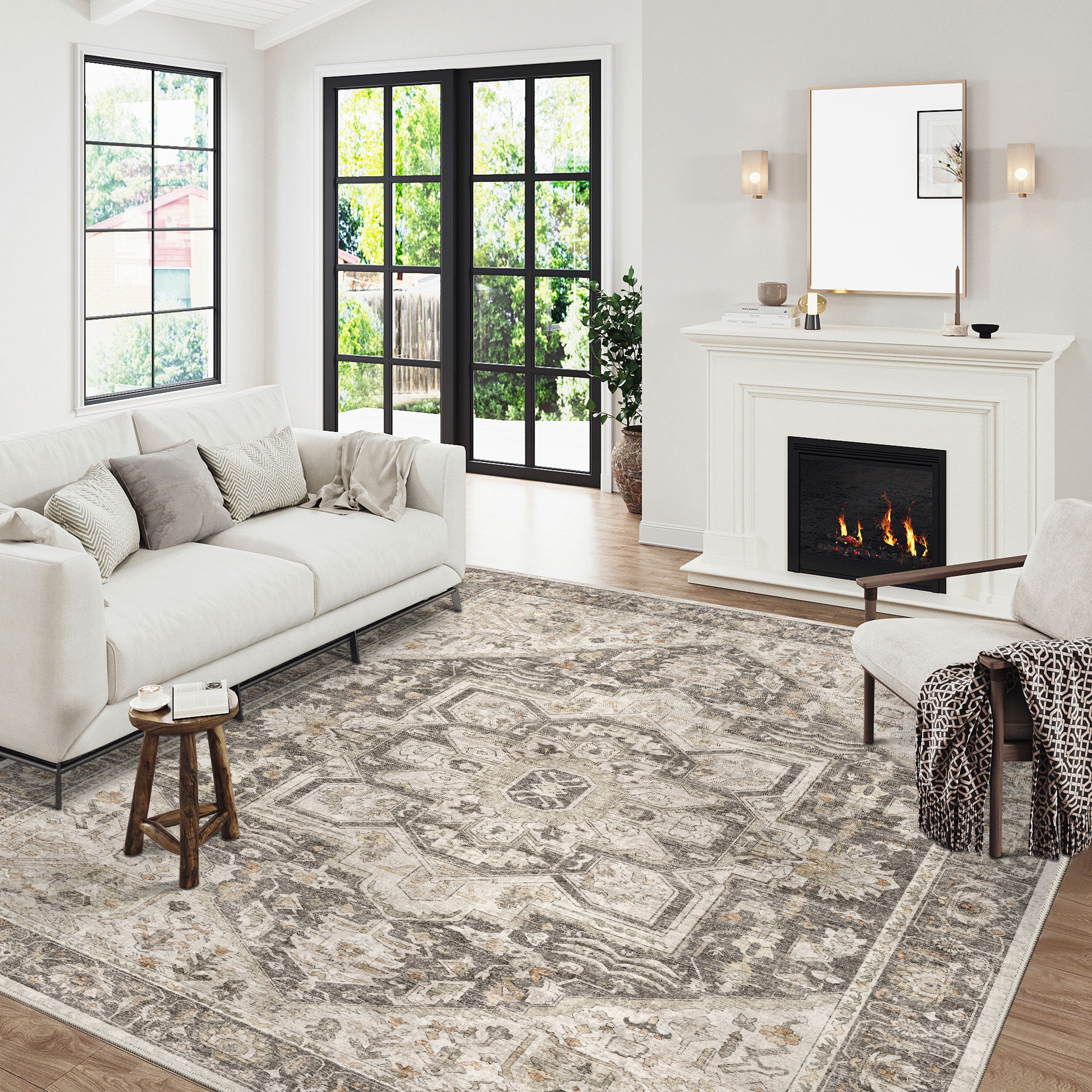 BERTHMEER 8'x10' Area Rugs Gray Rugs for Living Room Bedroom Dining ...