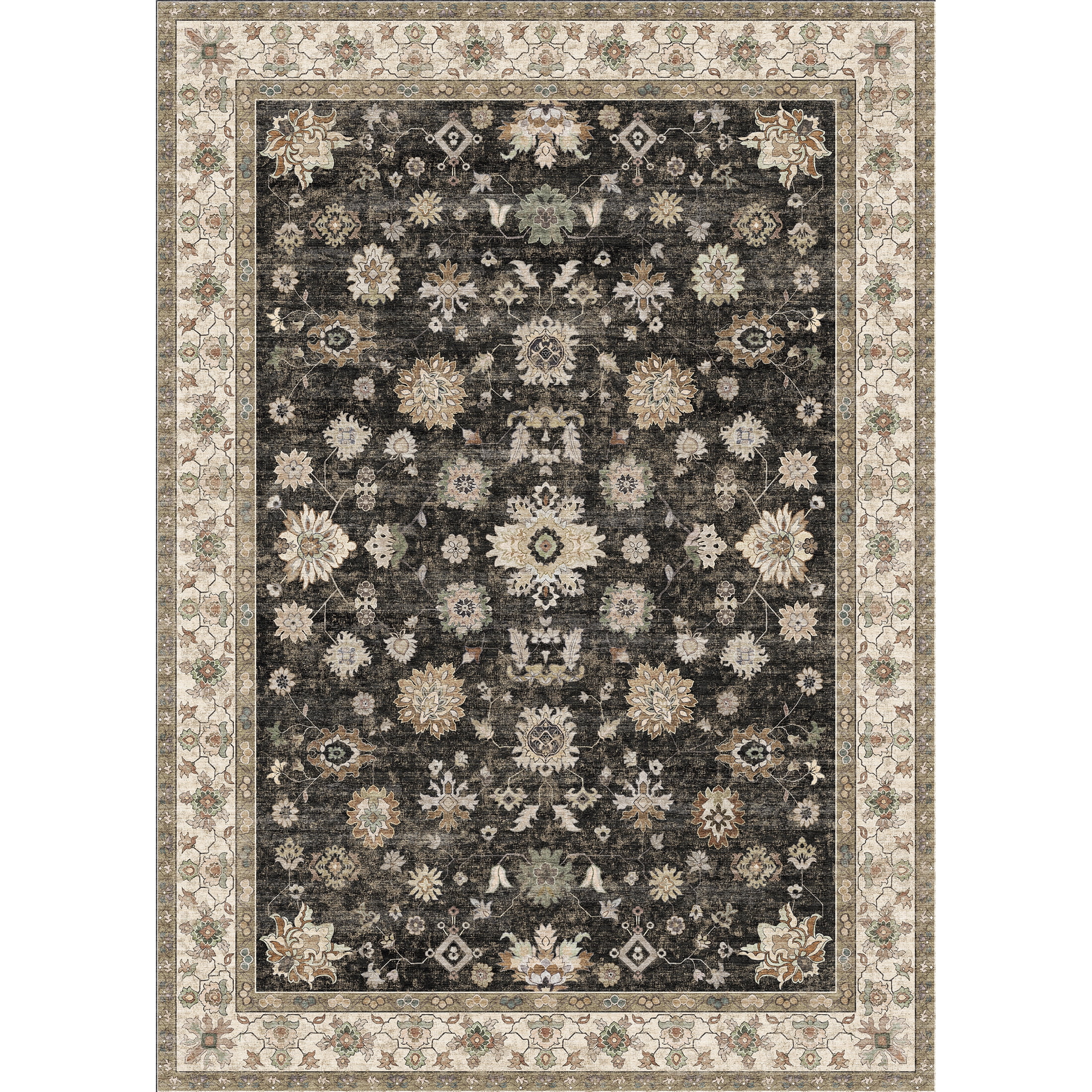 BERTHMEER 8'x10' Area Rugs for Living Room Large Vintage Black and Gold ...