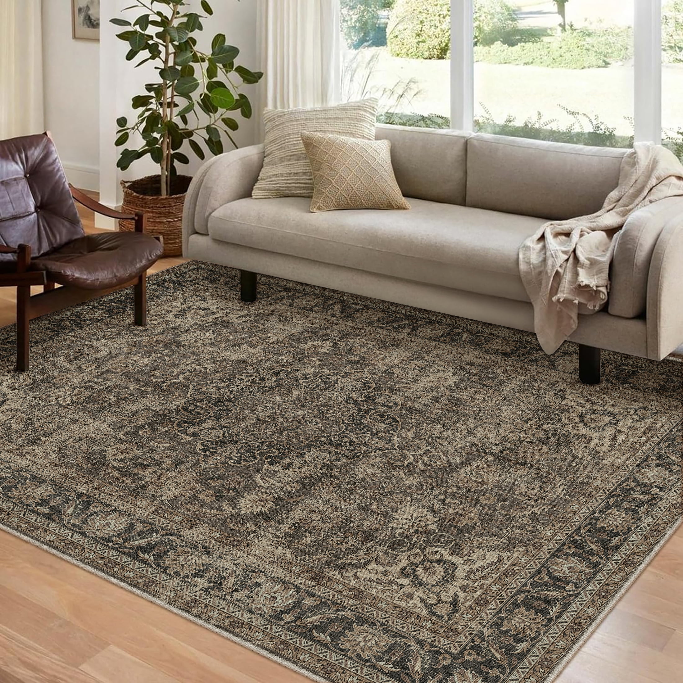 BERTHMEER 8'x10' Area Rugs for Living Room Bedroom Vintage Brown ...