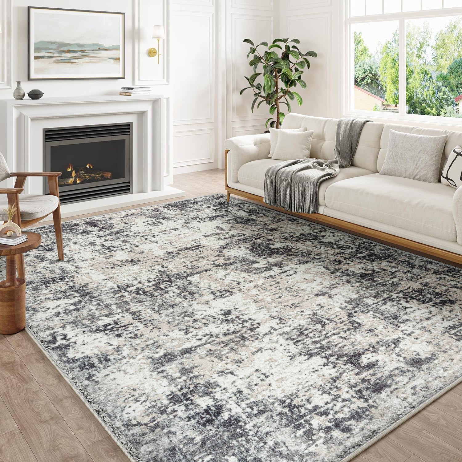 BERTHMEER 8'x10' Large Modern Abstract Gray Area Rugs for Living Room ...