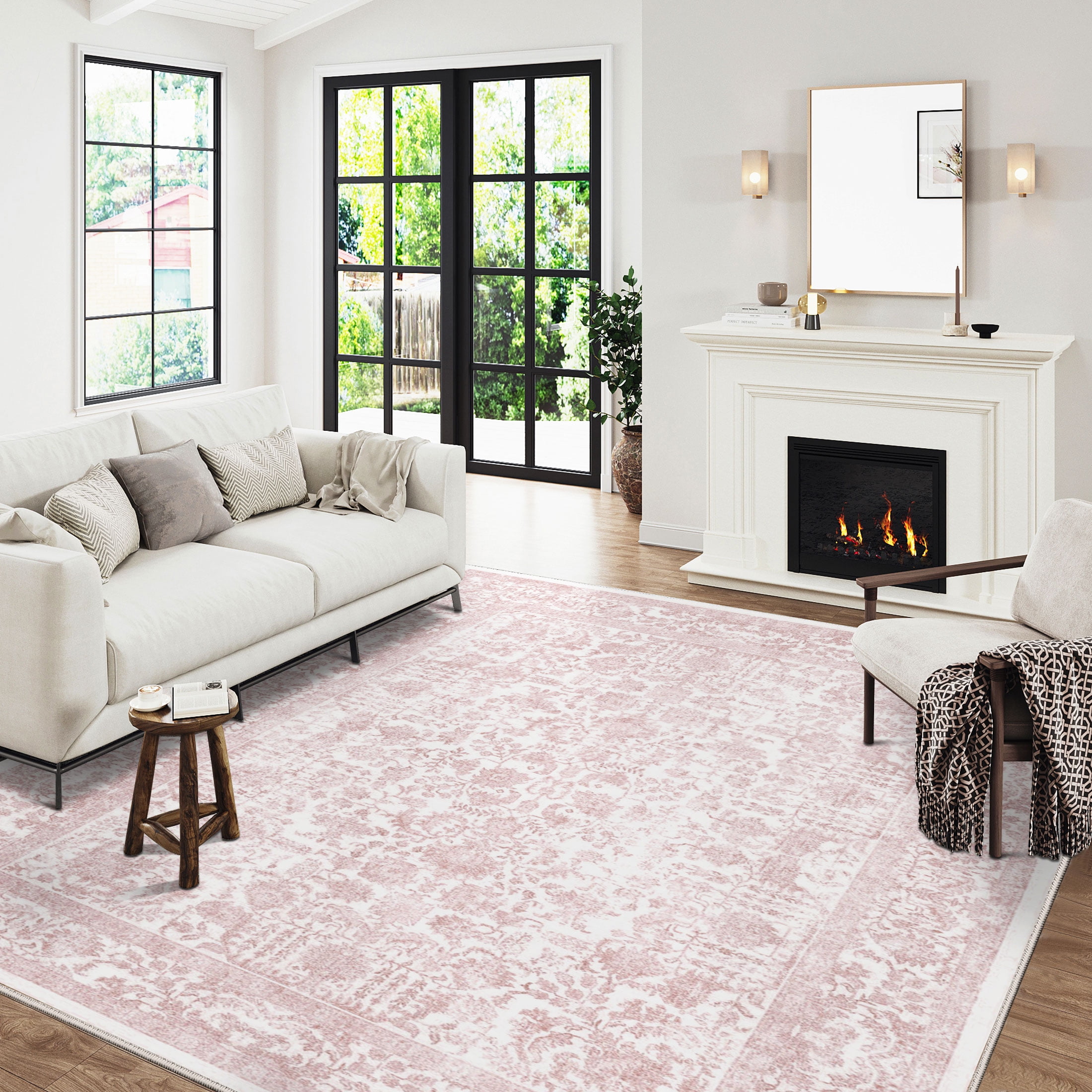 BERTHMEER 8'x10' Pink Vintage Washable Area Rugs for Living Room ...