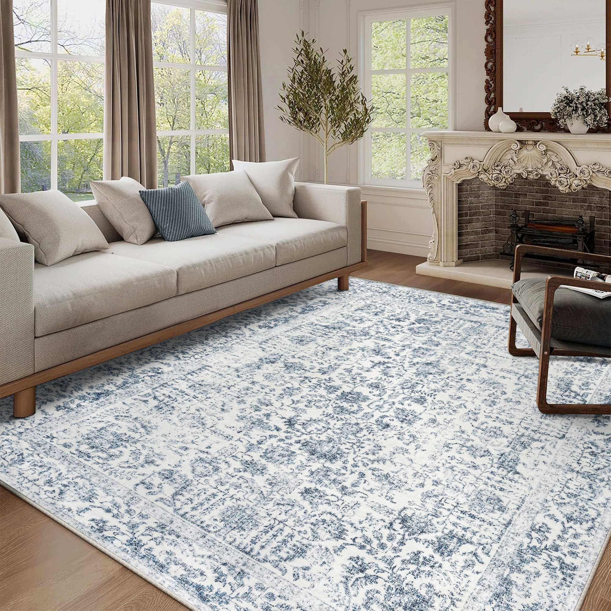 BERTHMEER 8'x10' Vintage Area Rugs Washable Rugs for Living Room ...