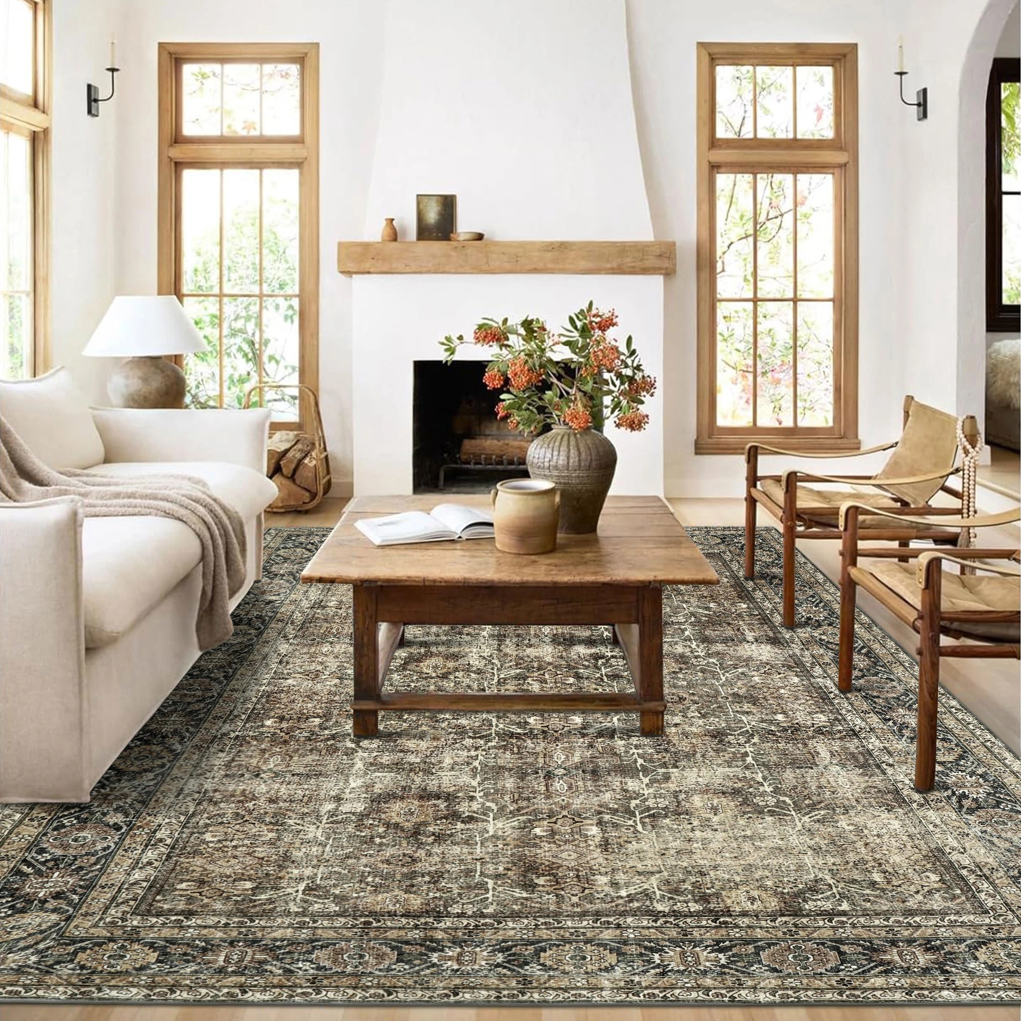 Modway Hesper Distressed Contemporary Floral Lattice 8x10 Area Rug in ...