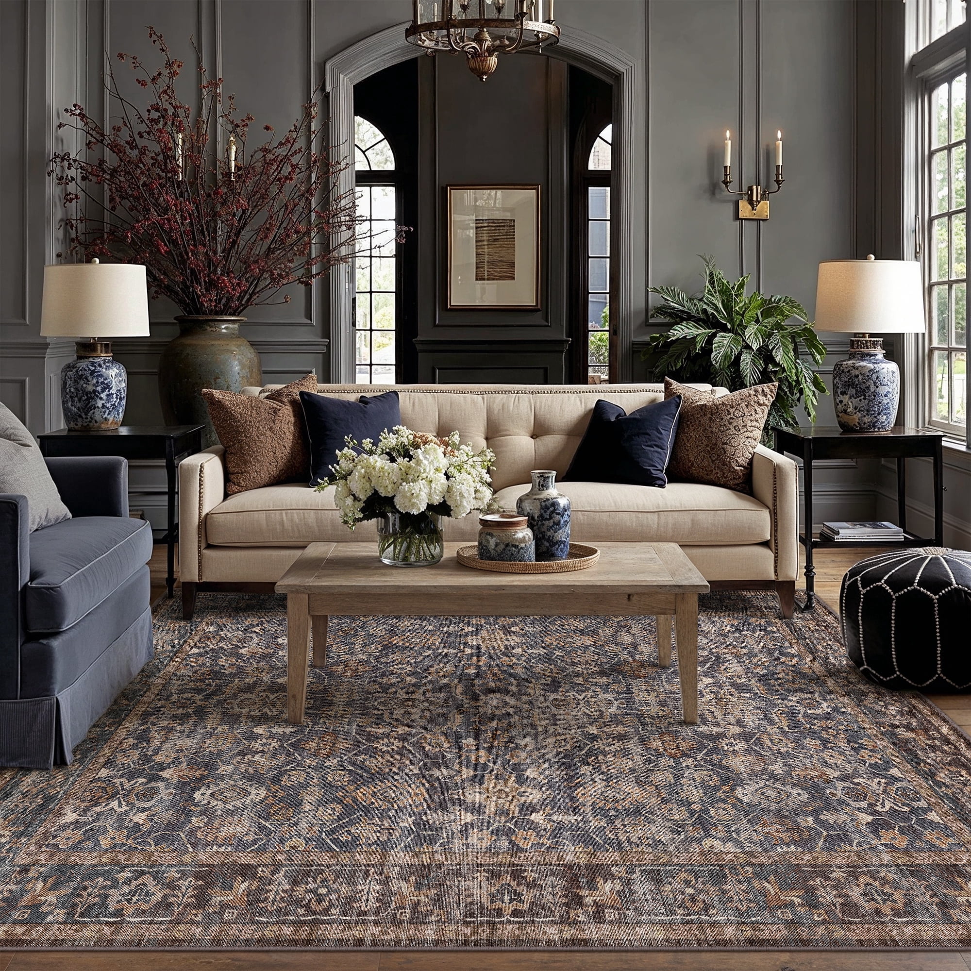 Blue And Brown Living Room Rugs
