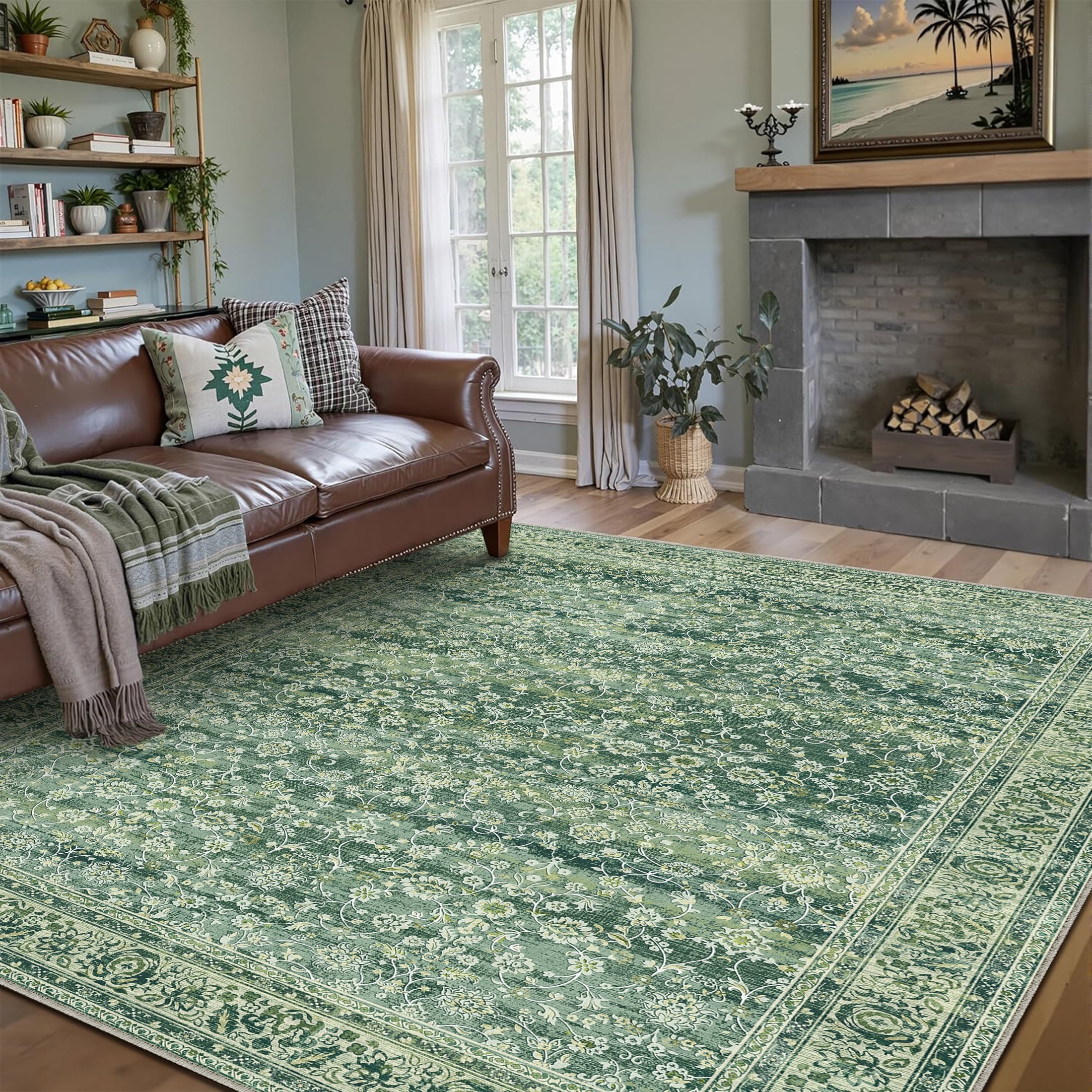 BERTHMEER 9'x12' Large Area Rugs for Living Room Bedroom Office Green ...
