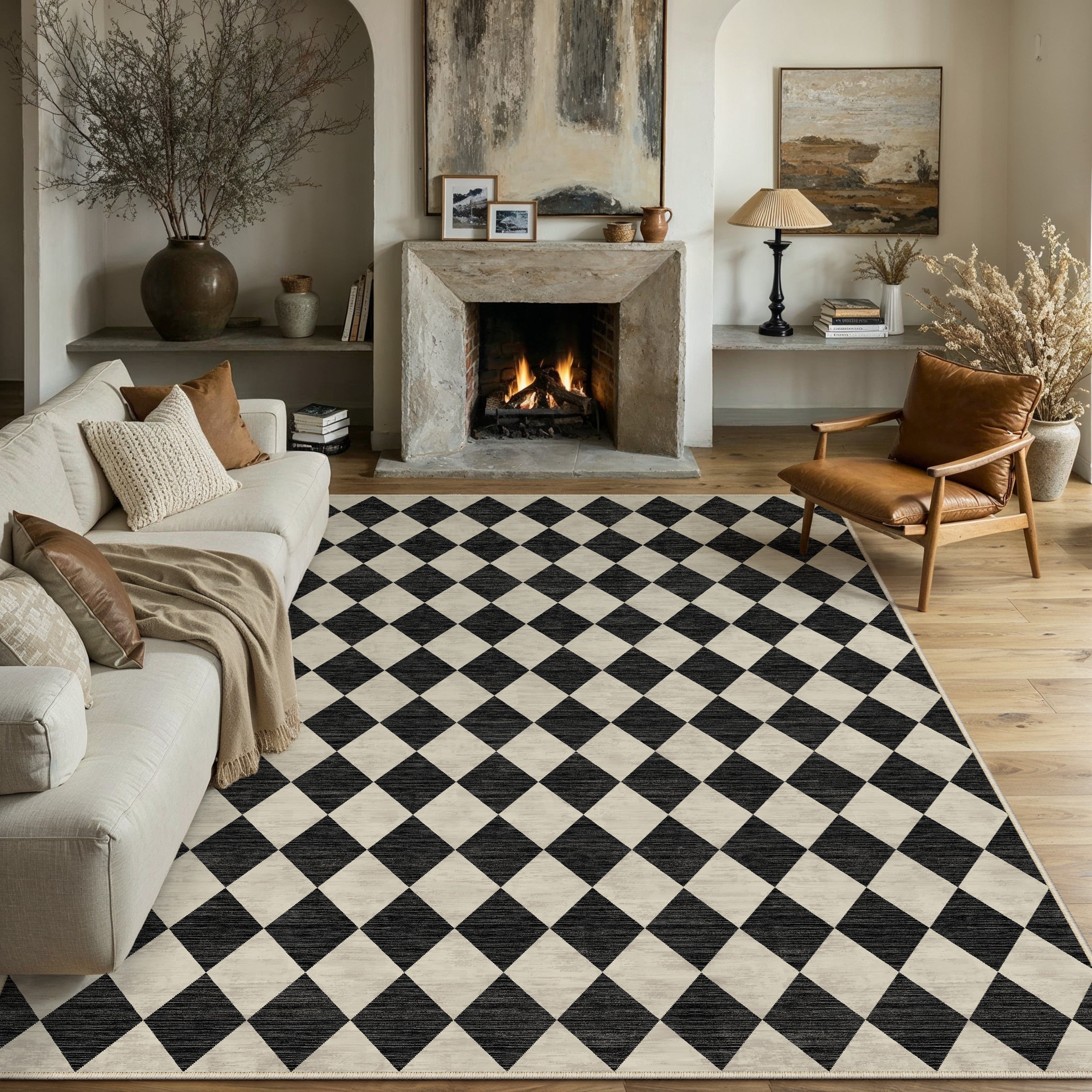 BERTHMEER 9'x12' Large Area Rugs for Living Room Modern Rhombus ...
