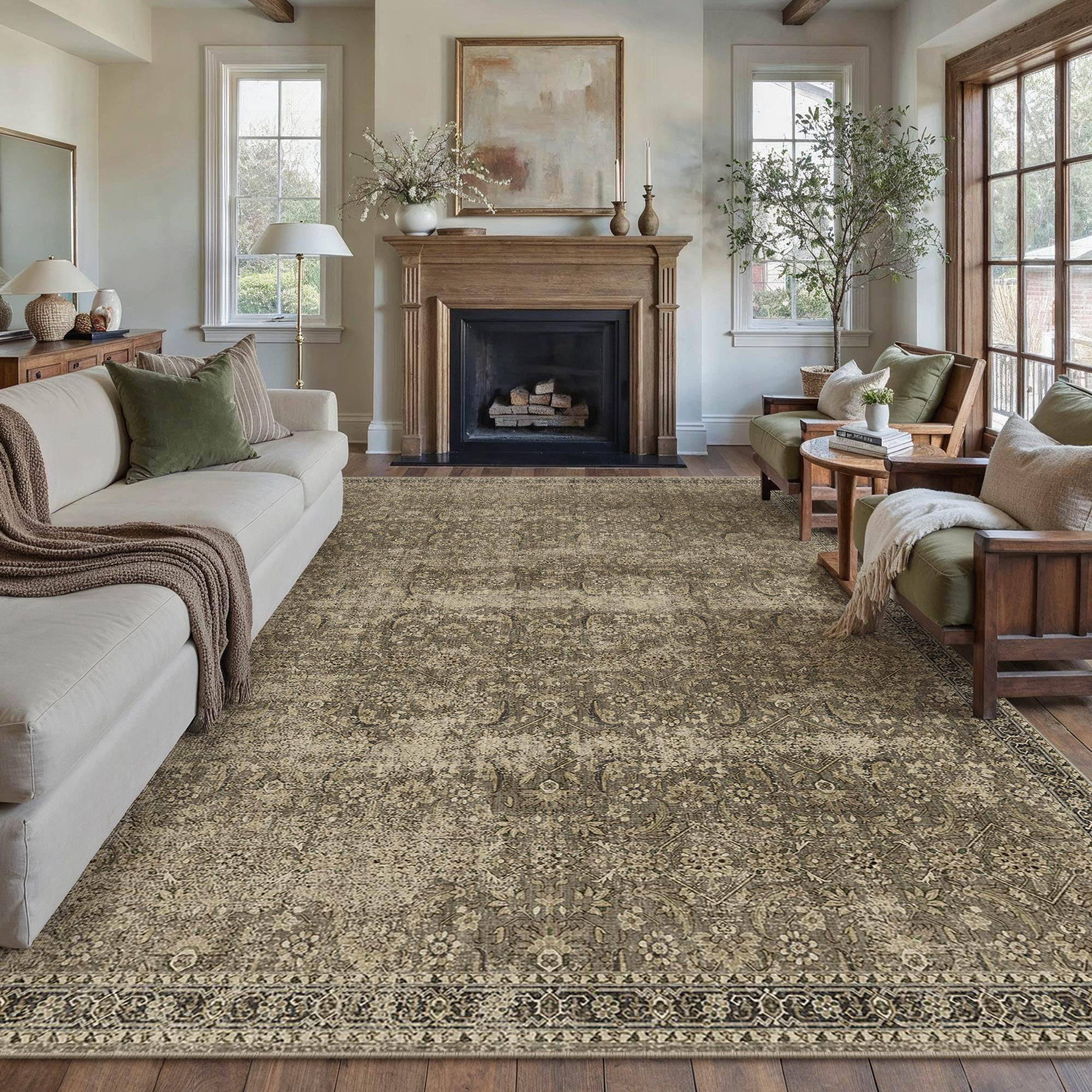 BERTHMEER 9’x12' Large Brown Area Rugs Clearance for Living Room ...