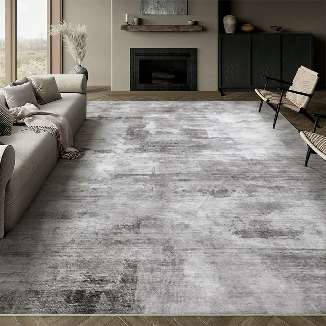 BERTHMEER 9'x12' Large Gray Abstract Area Rugs for Living Room Bedroom ...