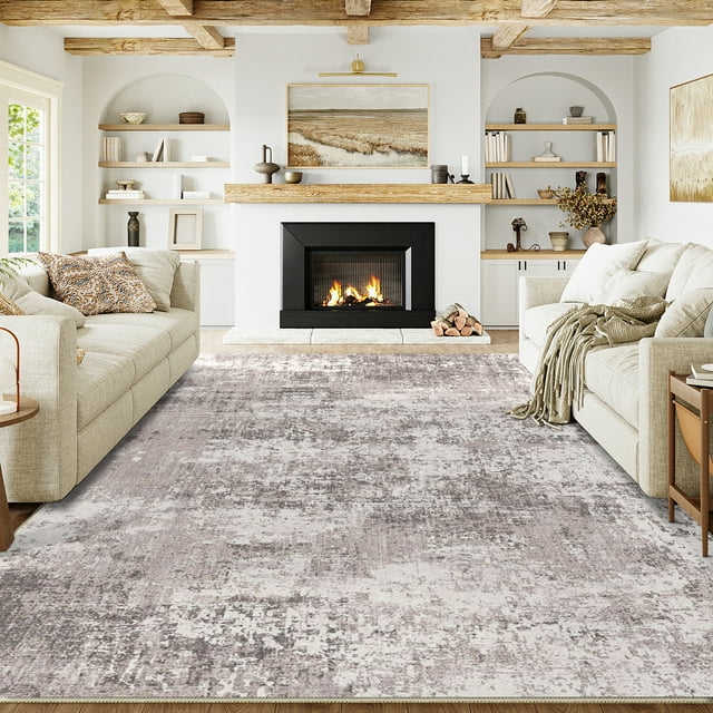 BERTHMEER 9'x12' Pink Abstract Area Rugs for Living Room Bedroom Dining ...