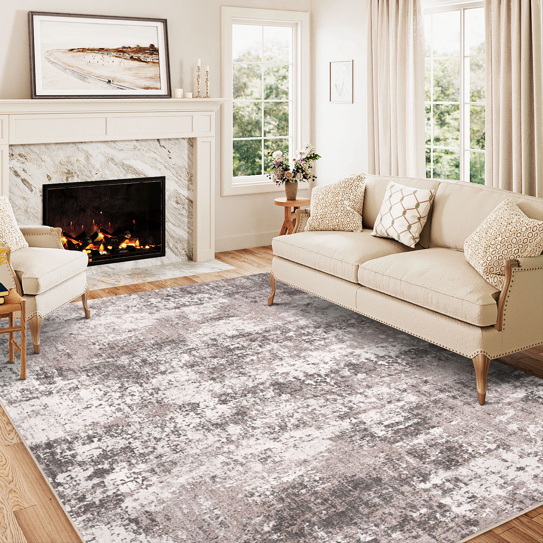 BERTHMEER 9'x12' Pink Abstract Area Rugs for Living Room Bedroom Dining ...