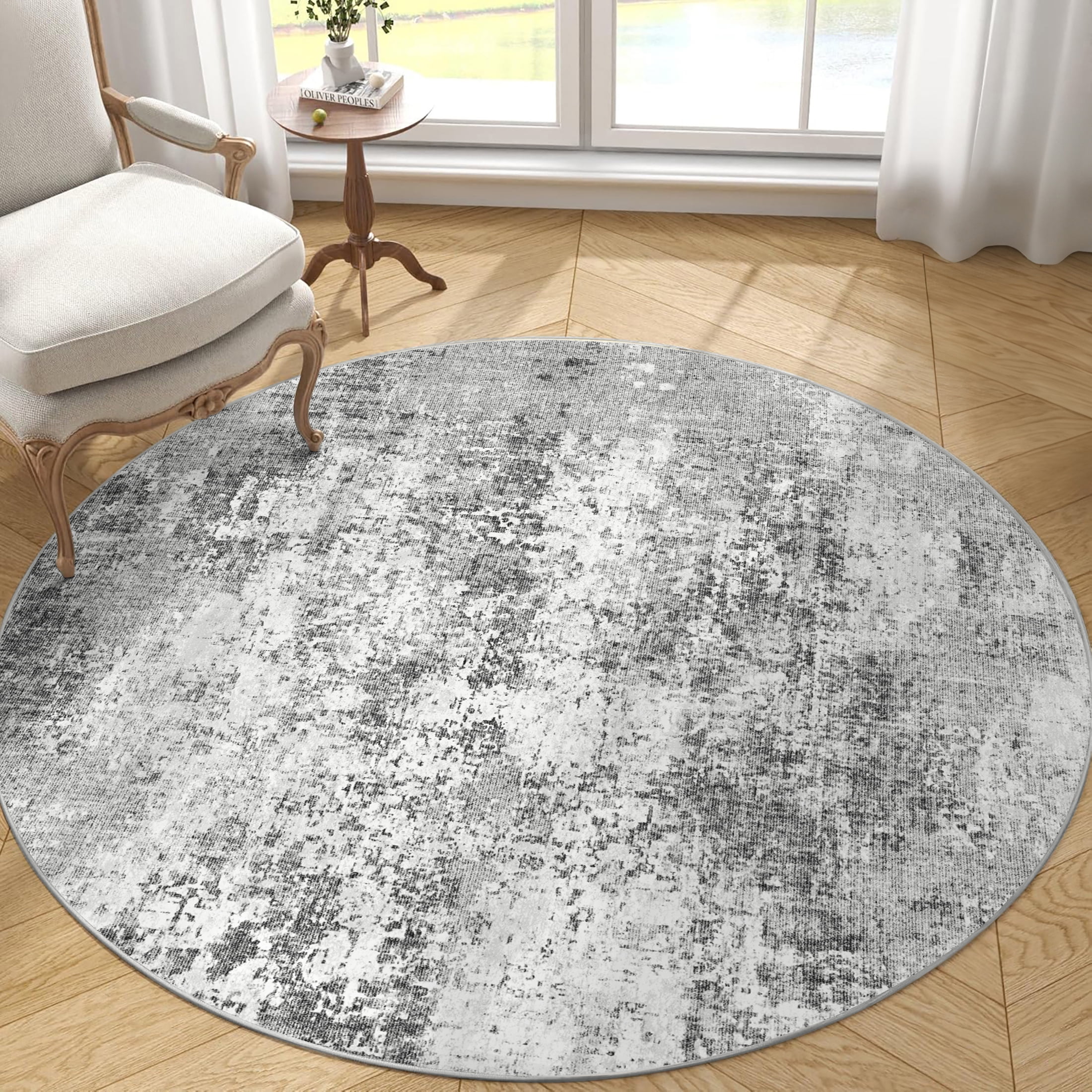 BERTHMEER Abstract Round Area Rugs 4'x4' Washable Rugs for Office ...