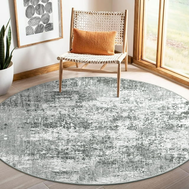 BERTHMEER Abstract Round Area Rugs 8'x8' Washable Rugs for Office ...