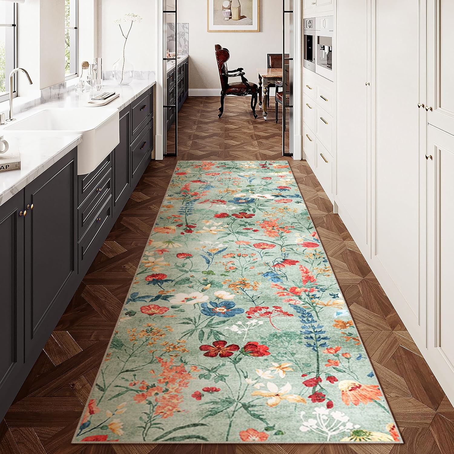 BERTHMEER Hallway 2'x8' Washable Distressed Non Slip Laundry Runner ...