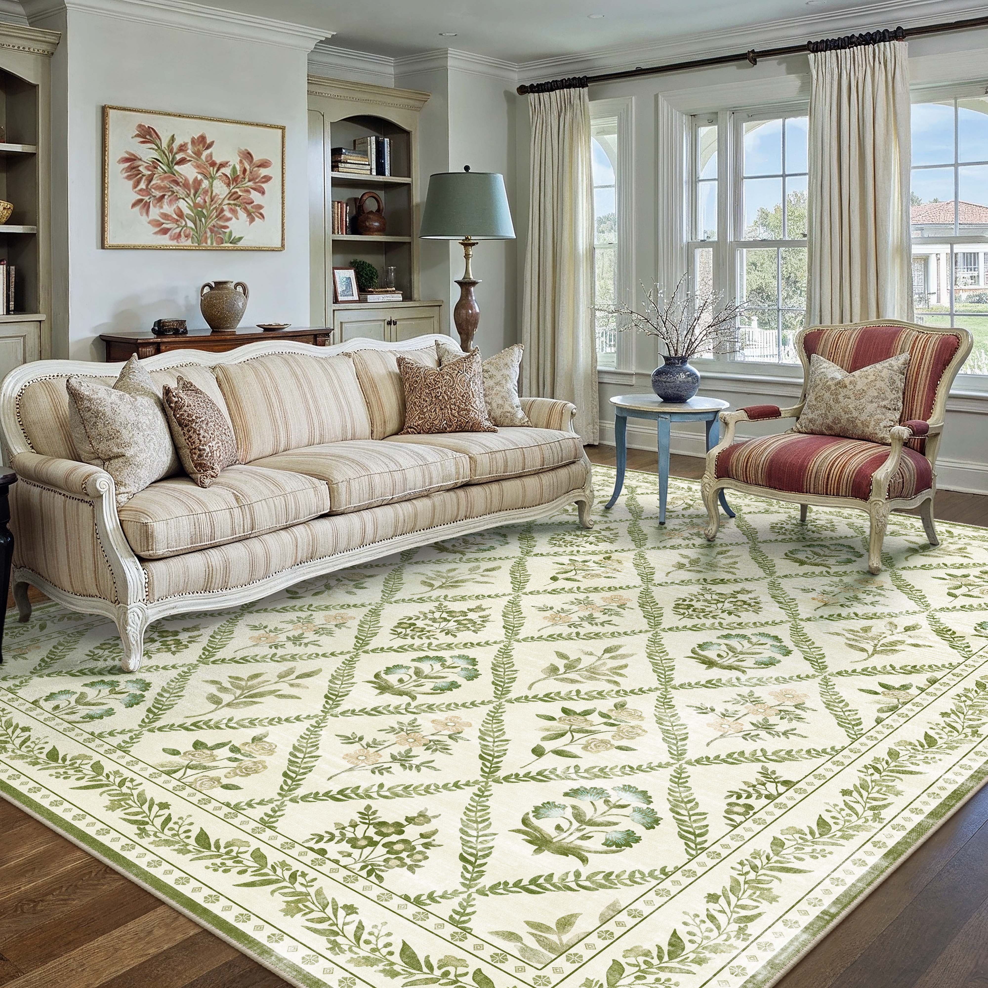 BERTHMEER 5'x7' Area Rugs for Living Room Bedroom Rugs Vintage Green ...