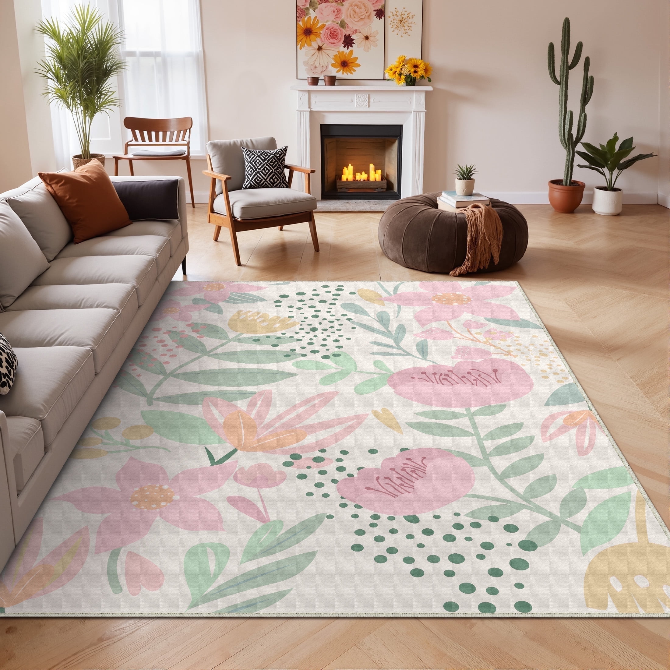 BERTHMEER Large Area Rugs 8’x10' Clearance for Living Room Bedroom Pink ...