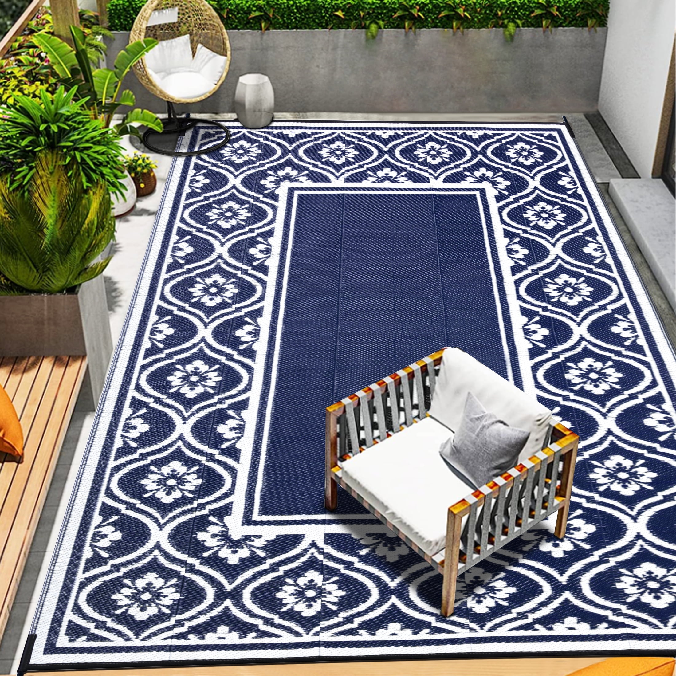 BERTHMEER Outdoor Rugs 8'x10' on Sale Clearance，Plastic Straw Patio ...